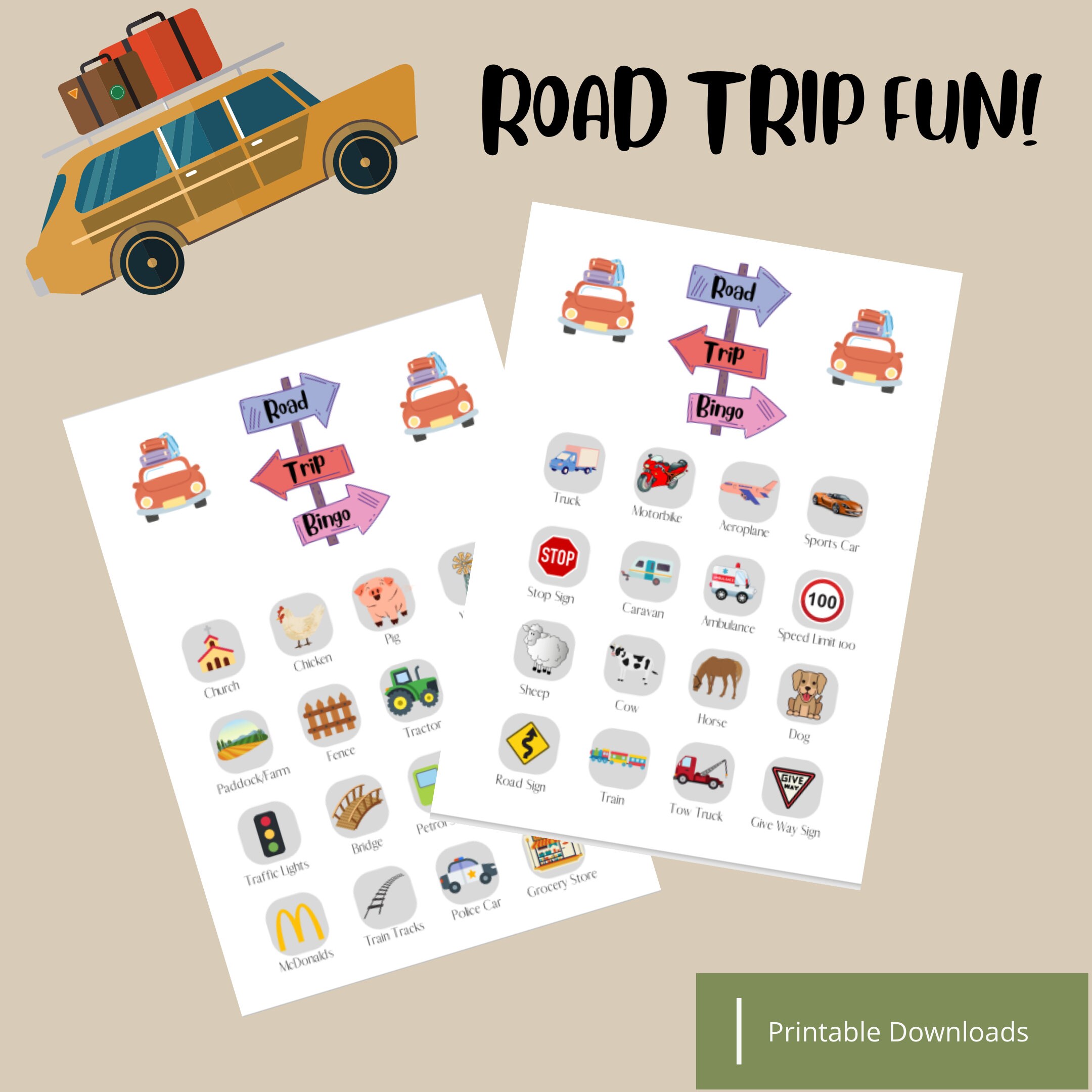 Kids Road Trip Games | Printable Worksheets | Travel Bingo | Travel ...