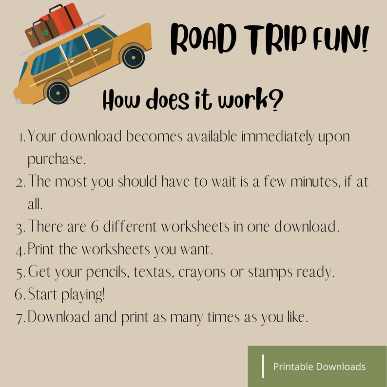 Kids Road Trip Games | Printable Worksheets | Travel Bingo | Travel ...