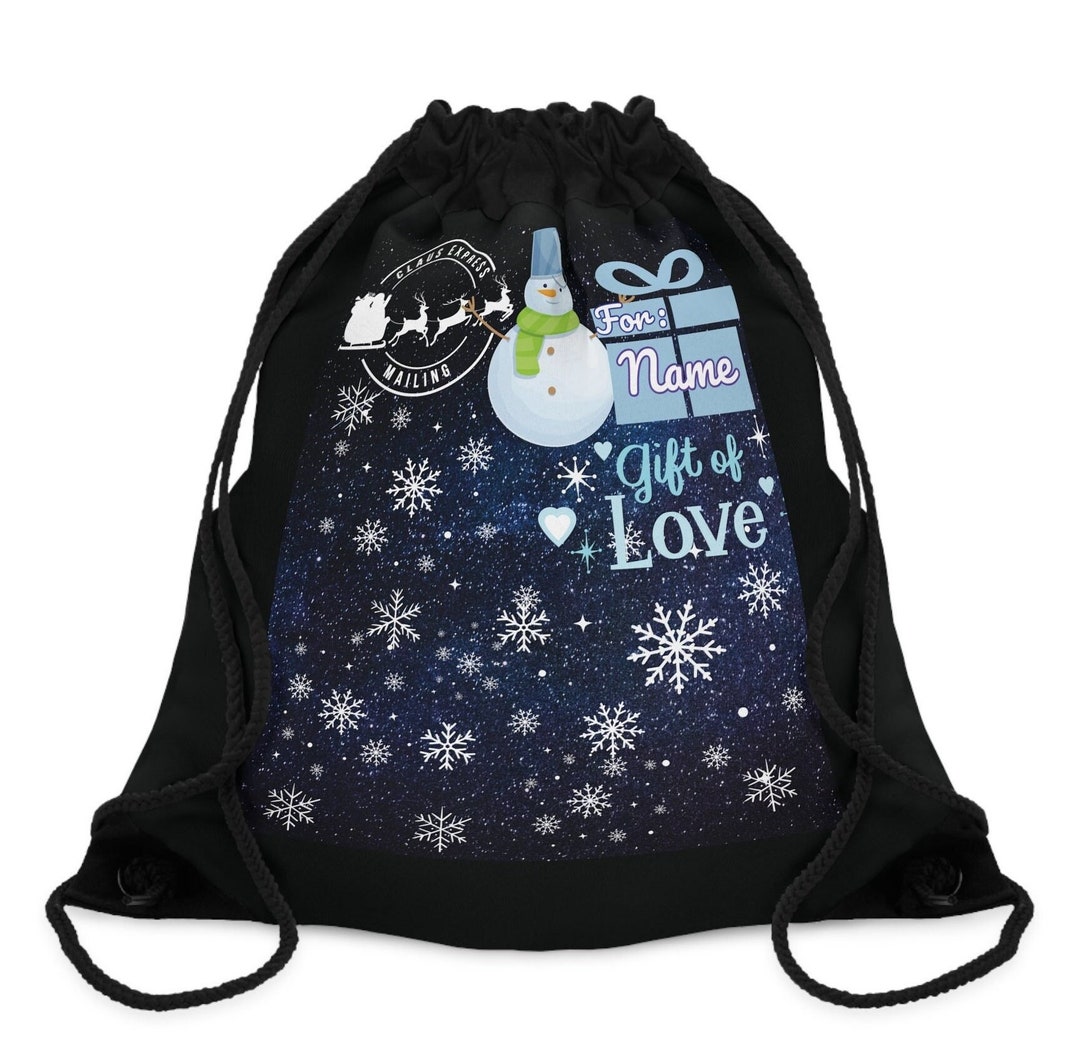 18.9" X 14.6" Personalized Fabric Drawstring Christmas Gift Bag, Custom ...