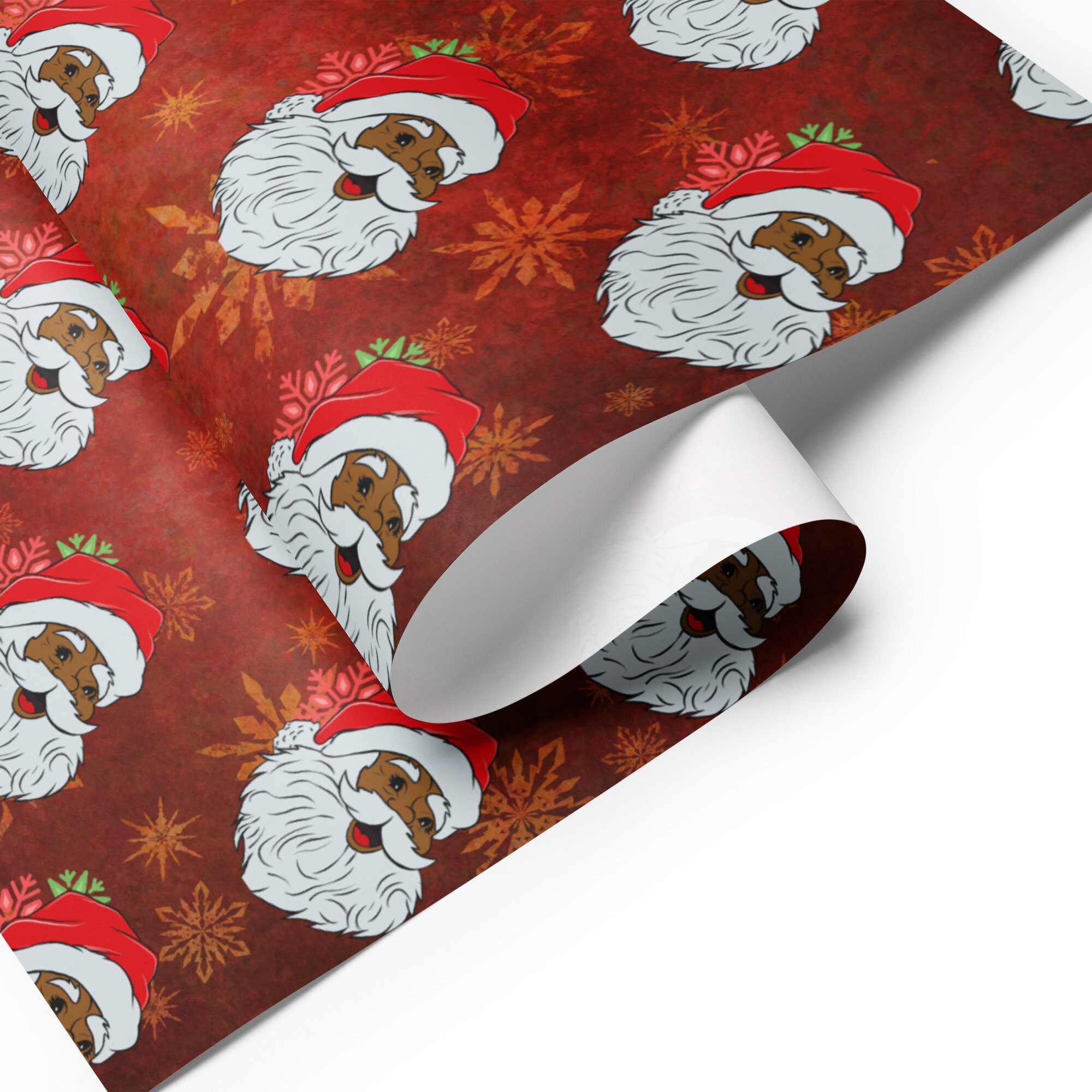 Black Santa Wrapping Paper Sheets (set of 3) (white Matte / 28.75″×19. ...