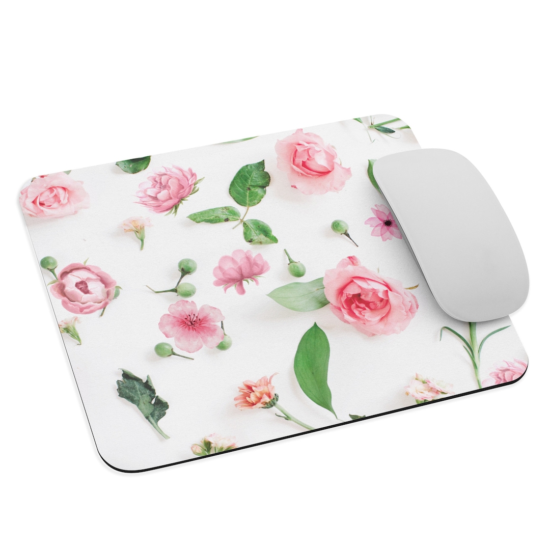 Pink Floral Mouse Pad, Roses Desk Accessory - Etsy
