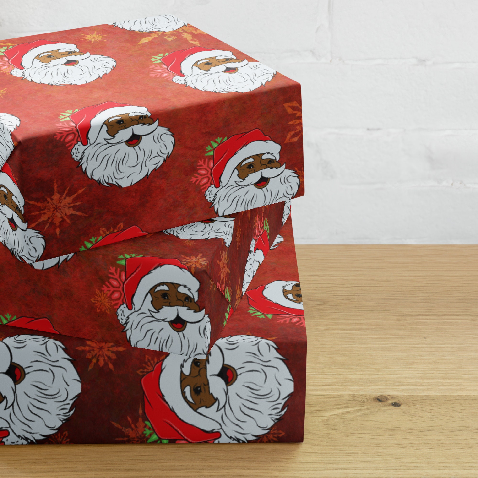 Black Santa Wrapping Paper Sheets set of 3 white Matte / 28.7519.75 ...