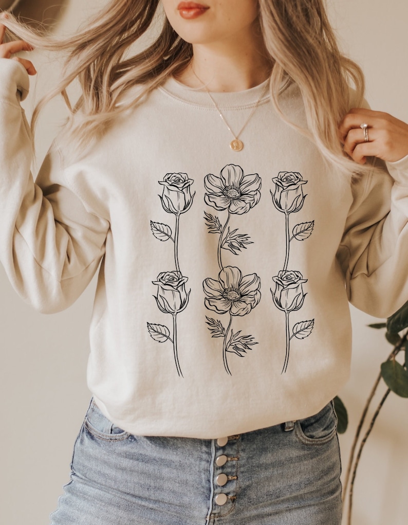 Flowers Sweatshirt, Floral Sweater for Women, Nature Lovers Unisex ...