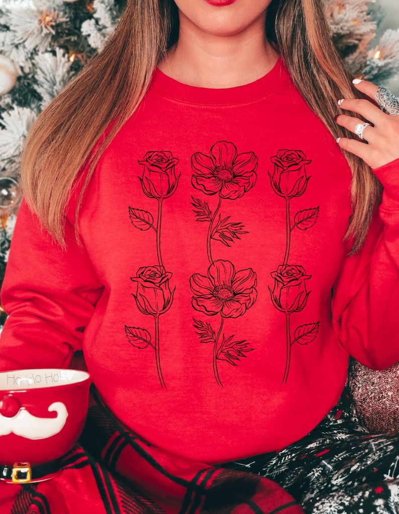 Flowers Sweatshirt Floral Sweater for Women Nature Lovers - Etsy