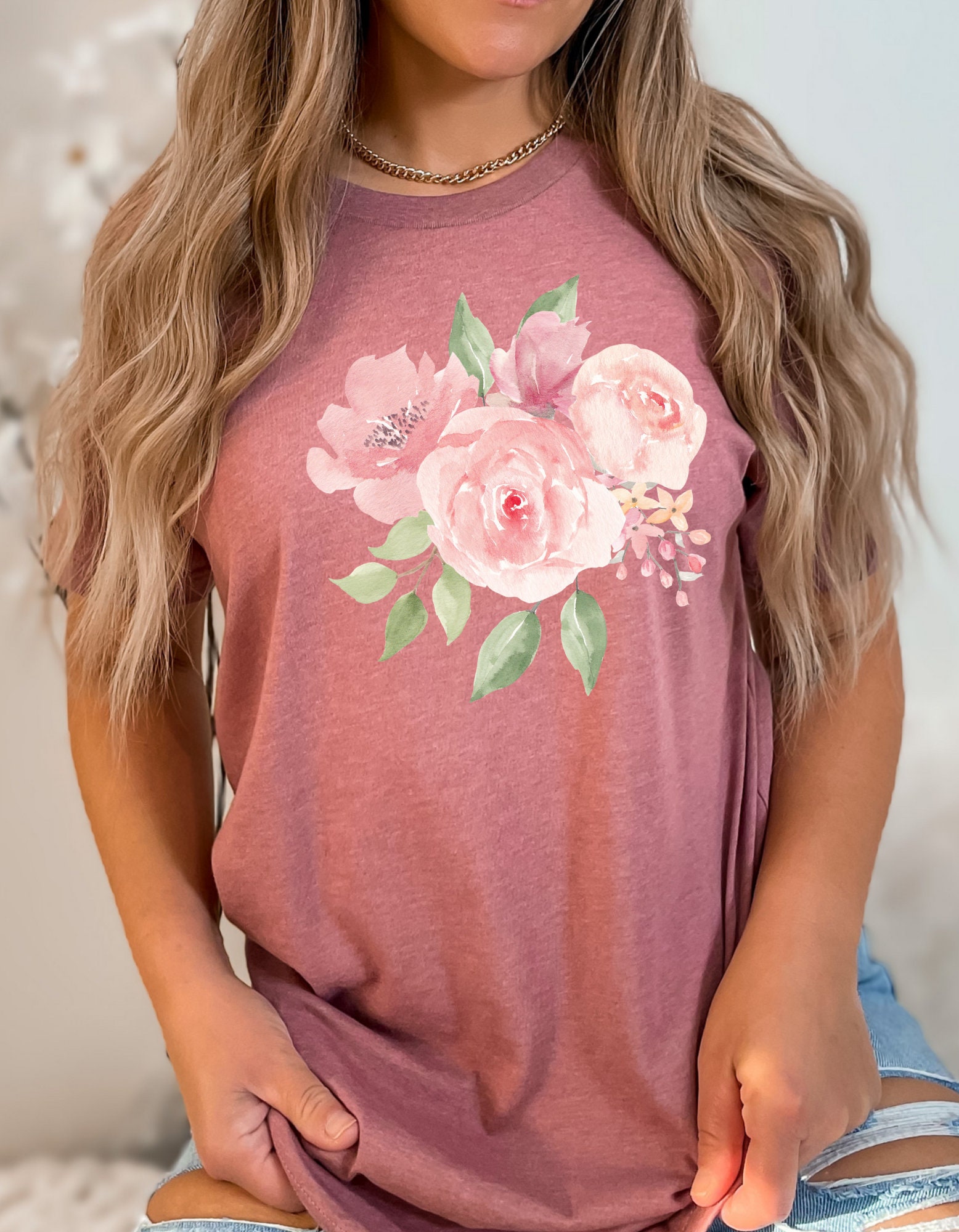 Watercolor Flower T-shirt, Floral Jersey Tee, Mother's Day Gift - Etsy