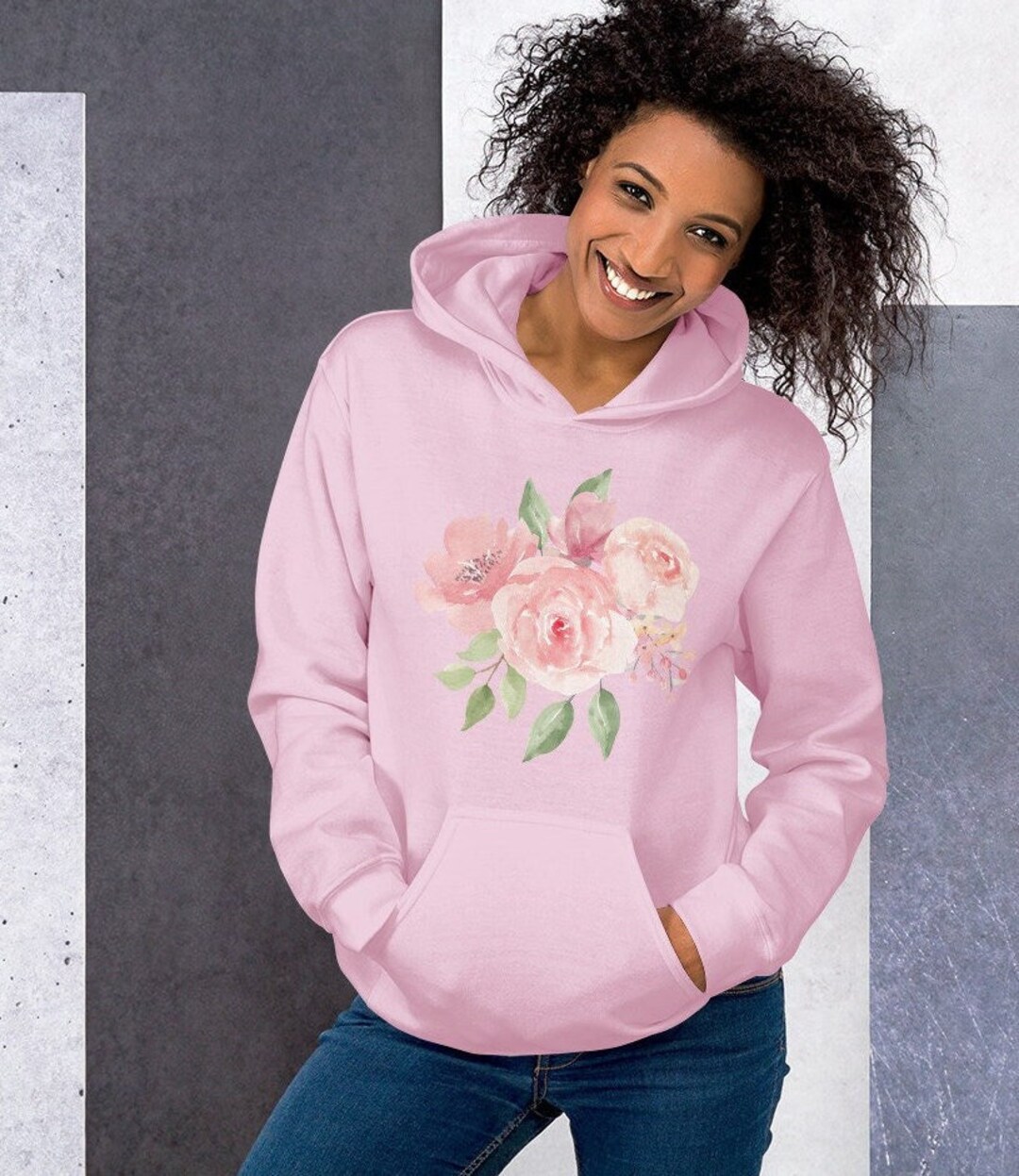 Pink Flower Sweater, Pink Roses Hoodie - Etsy