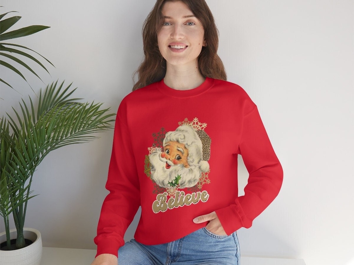 Vintage Santa Claus Sweater Christmas Sweatshirt Xmas - Etsy