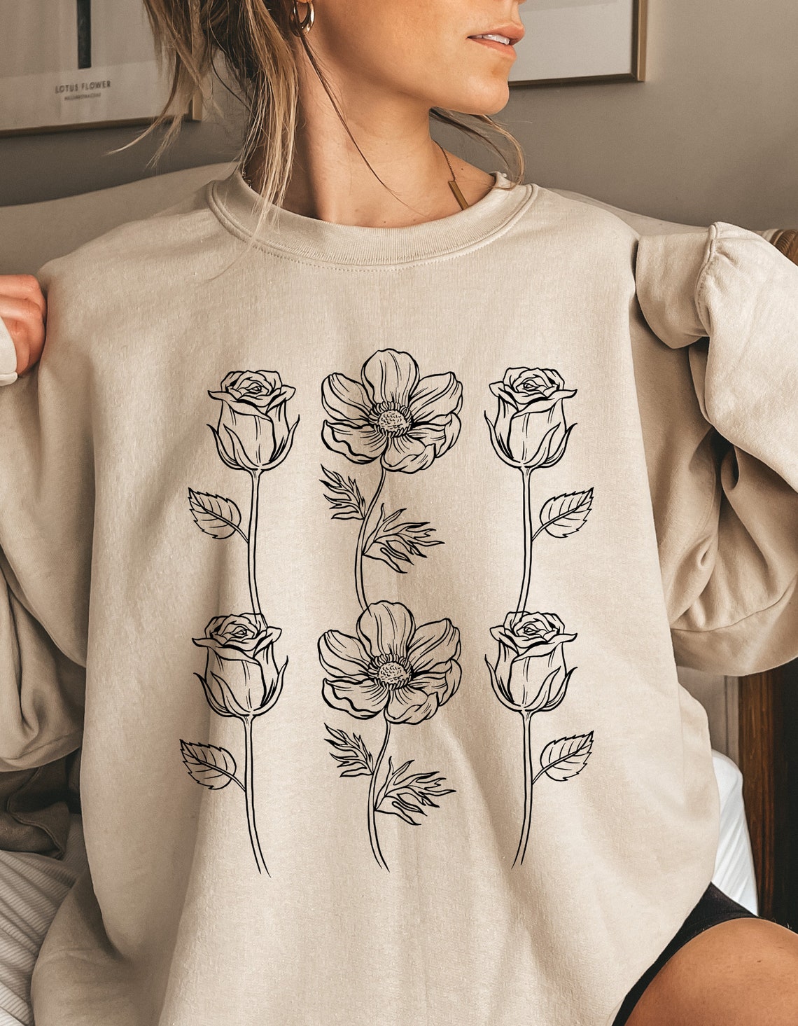 Flowers Sweatshirt Floral Sweater for Women Nature Lovers - Etsy