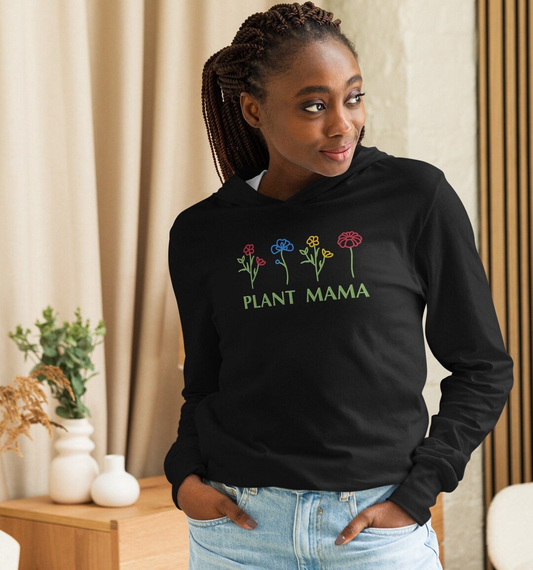 EMBROIDERED Plants Long Sleeve Shirt, Plant Mom Sweatshirt, Plant Lover ...