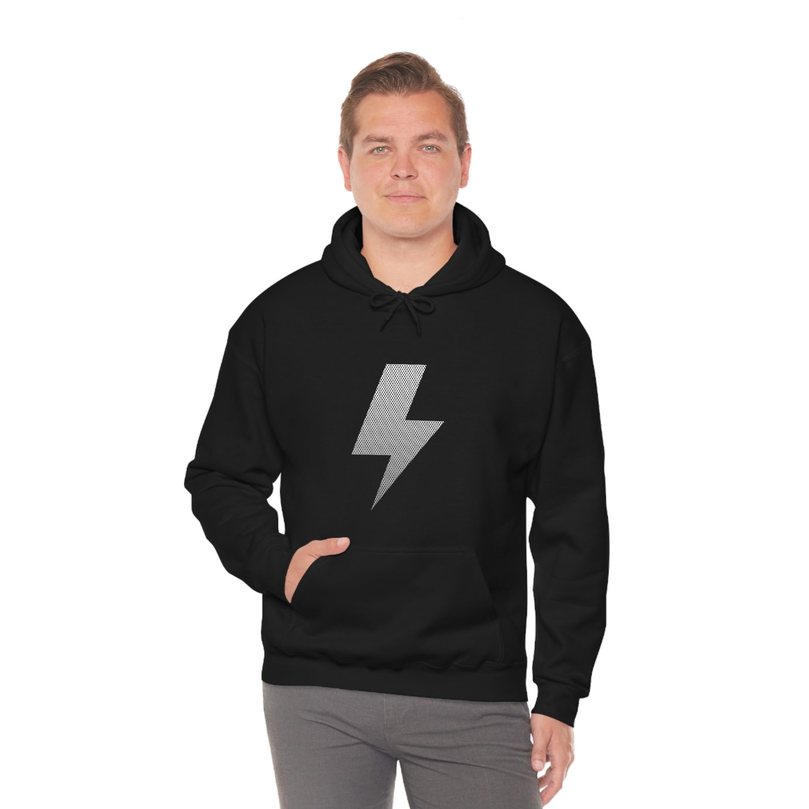 Men Lightning Bolt Hoodie, Lightning Sweater, Bolt Pullover, Trendy Lightning Unisex Heavy Blend ...