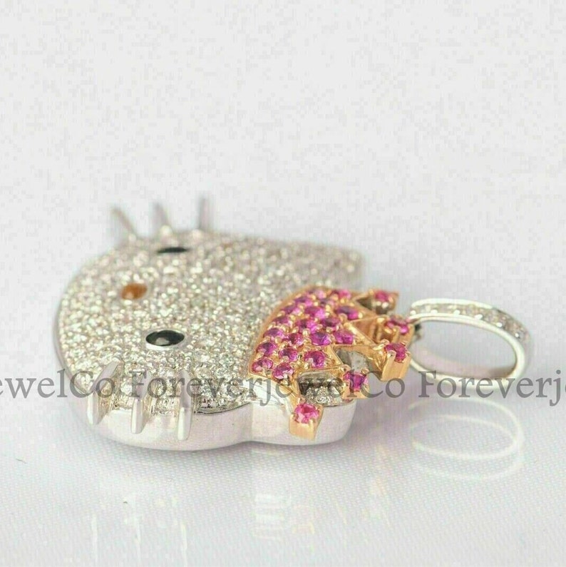 Hello Kitty Pendant Diamond Pendant 14K White Gold 2CT - Etsy