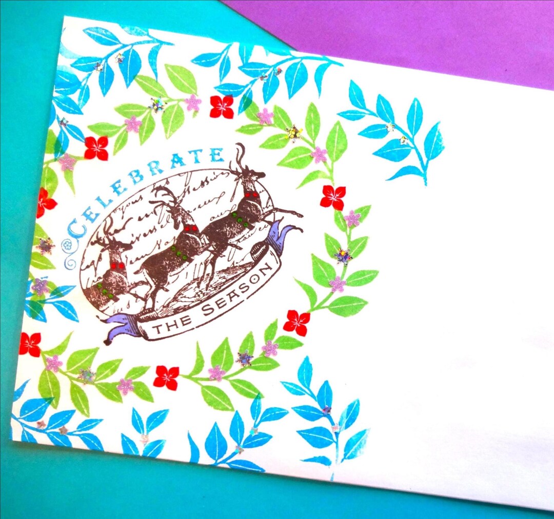 Assorted Handmade Christmas Rubber-stamped Envelopes: 9 X 6 Size ...