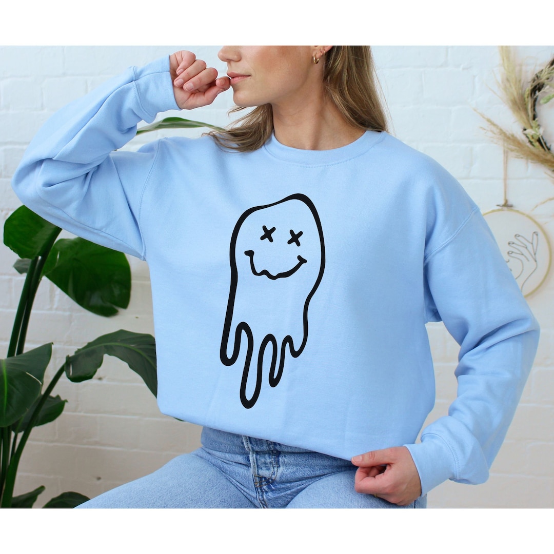 Melting Smiley Face Sweatshirt, Funny Smiley Sweatshirt, Dark Humor ...