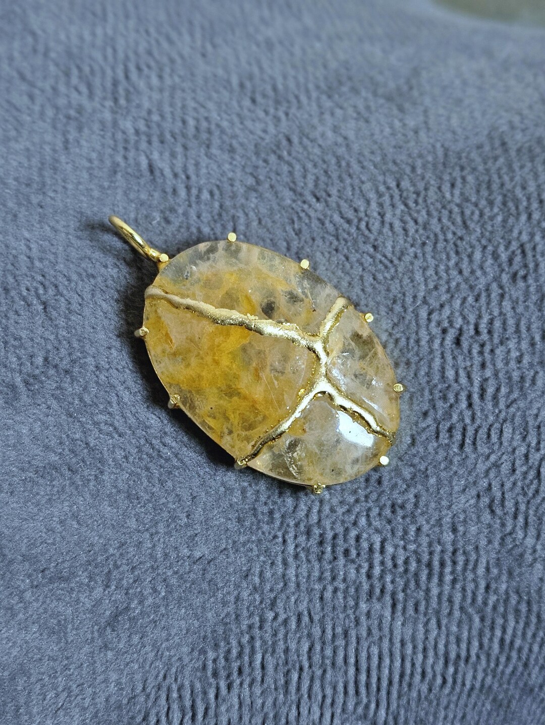 KINTSUGI NECKLACE ENGRAVED Art Japanese Jewelry Handmade Quartz ...