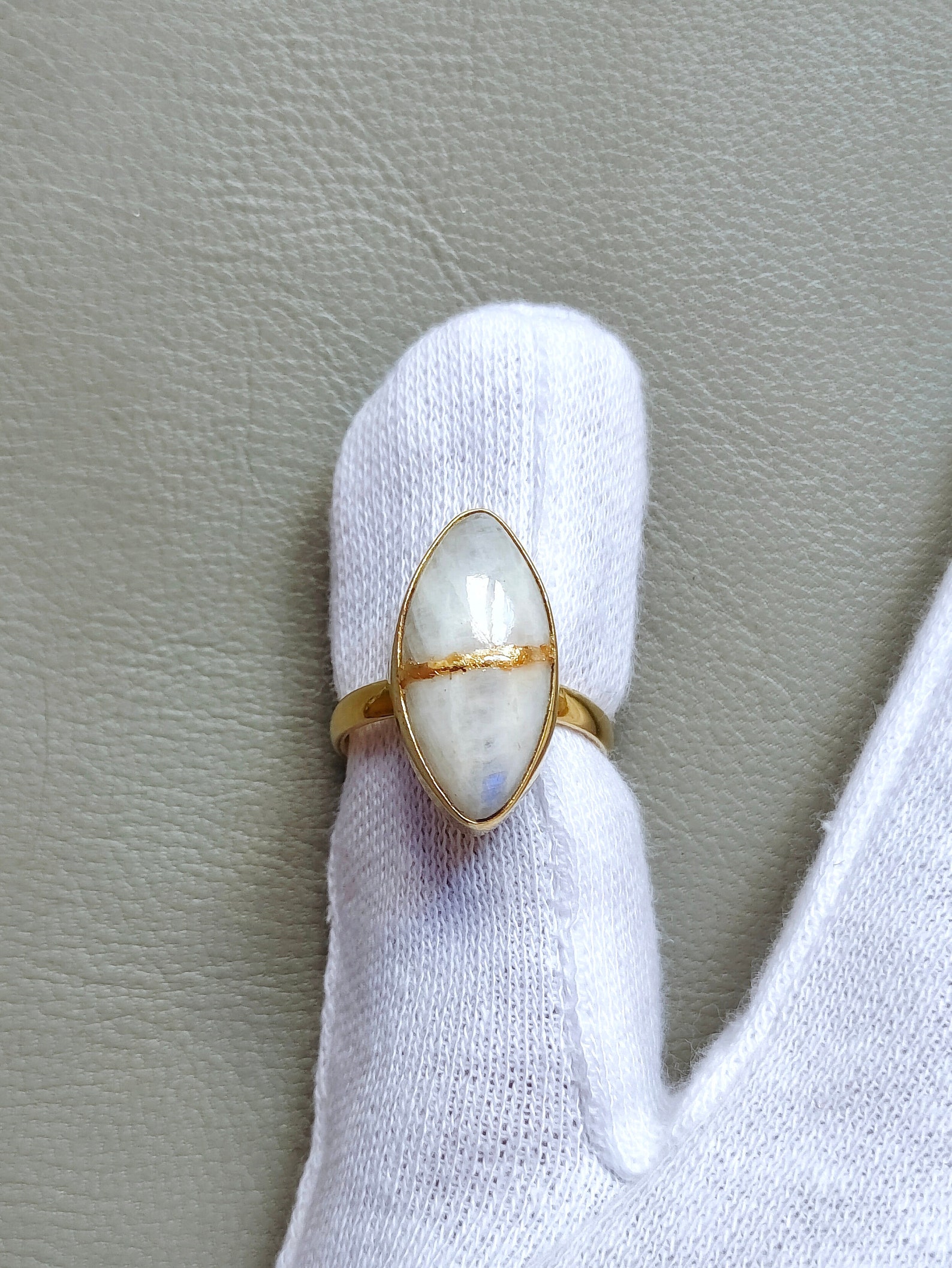 Moonstone Brass Ring by Remade Art of Japan Kintsugi Japanese Artistry ...