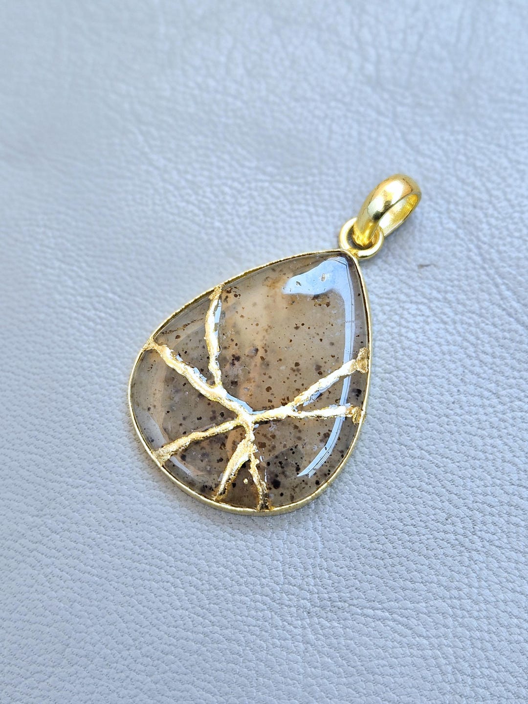 KINTSUGI NECKLACE NECKLACE Agate Engraved Handmade Jewelry Unique ...