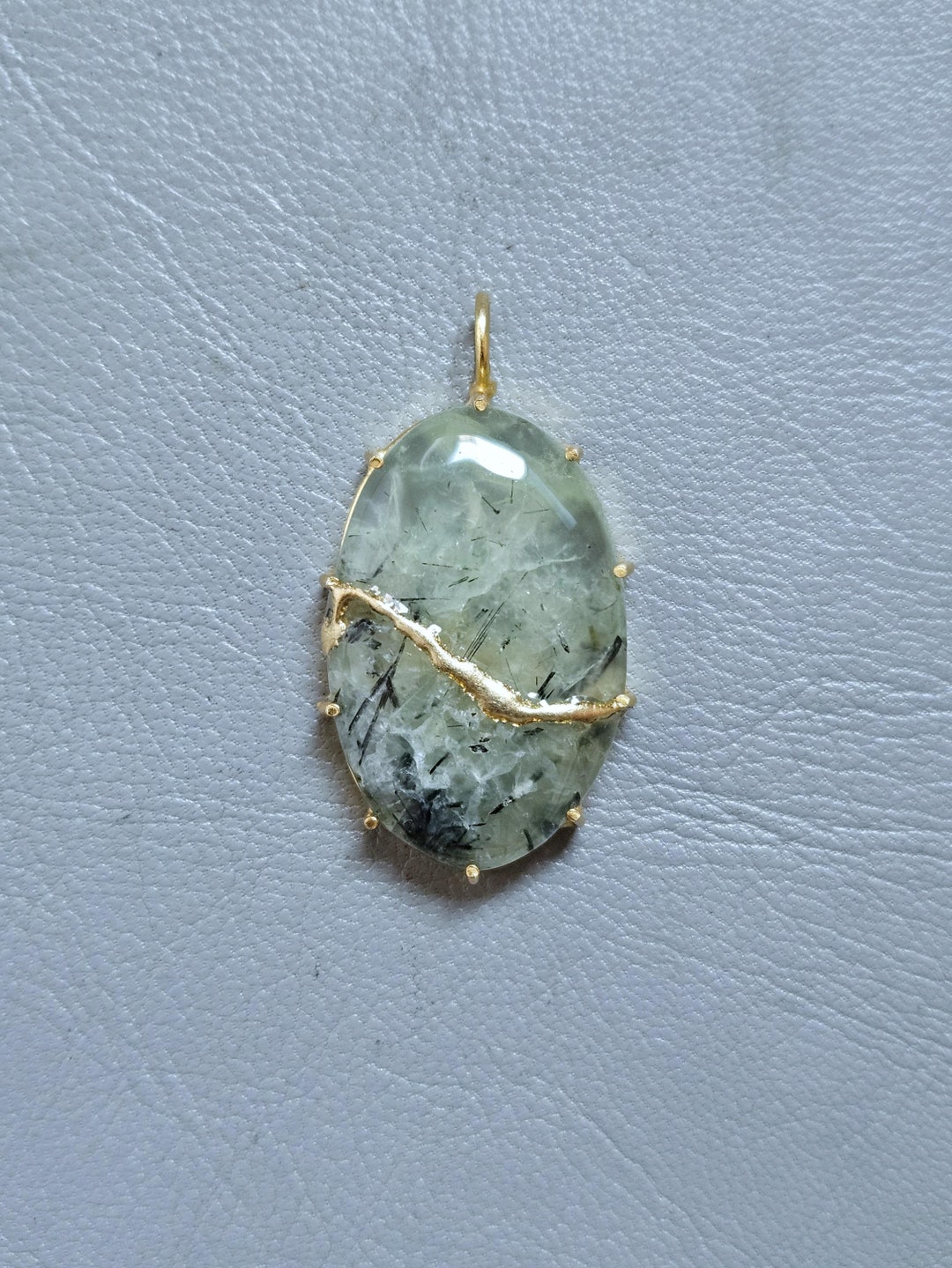KINTSUGI NECKLACE Rutile Quartz Art Deco Jewelry Initial Necklace Gold ...