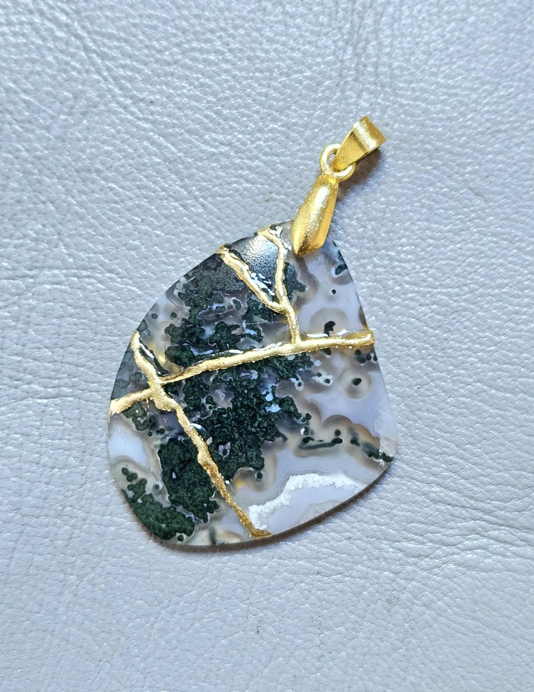 Kintsugi Agate Initial Necklace: 22k Gold-plated Wabi Sabi Jewelry - Etsy