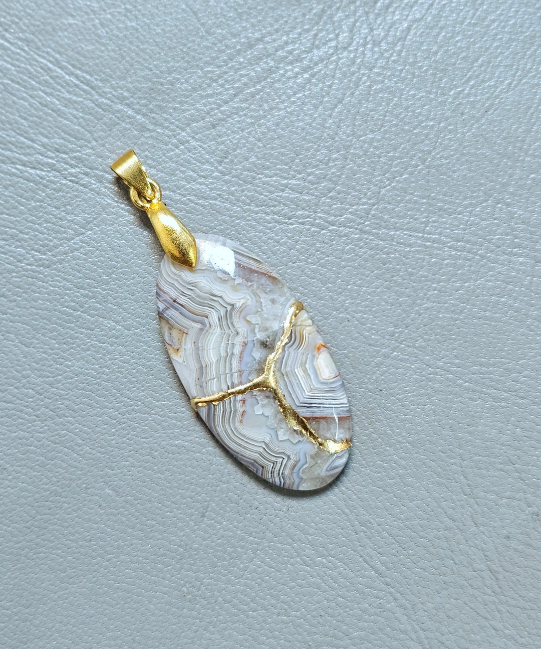 JAPANESE ART KINTSUGI Necklace Art Deco Jewelry Cross Necklace Obsidian ...