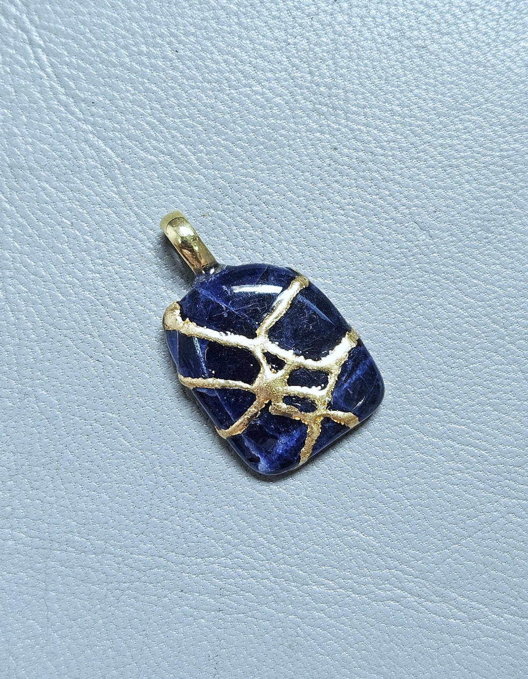 KINTSUGI NECKLACE JAPANESE Sodalite Necklace Locket Charm Necklace ...
