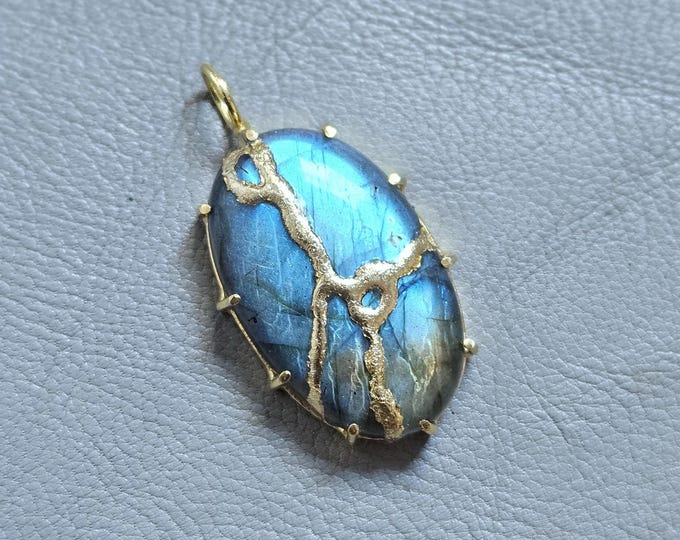 KINTSUGI NECKLACE DAINTY Labradorite Jewelry Handmade Japanese Art Wabi ...