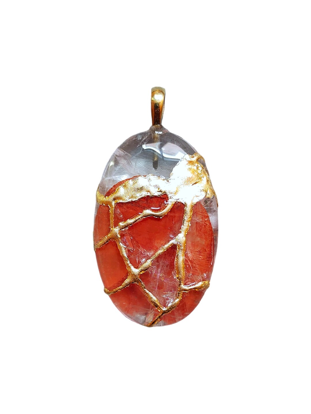 Kintsugi Blood Quartz Pendant Japanese Art, 22k Gold. Perfect Gift for ...