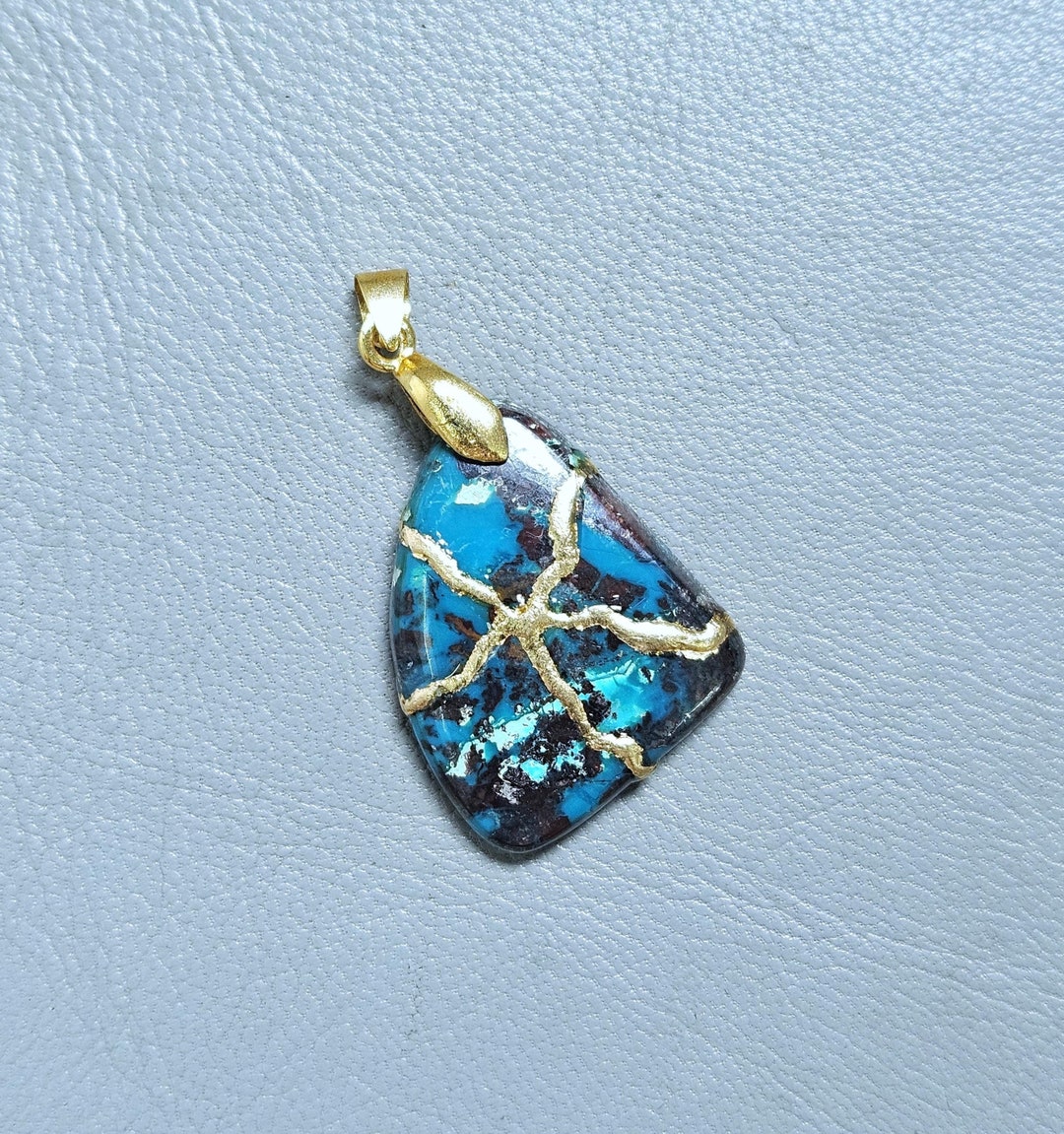 KINTSUGI NECKLACE JEWELRY, Azurite, Necklace ,art Deco Jewelry ...