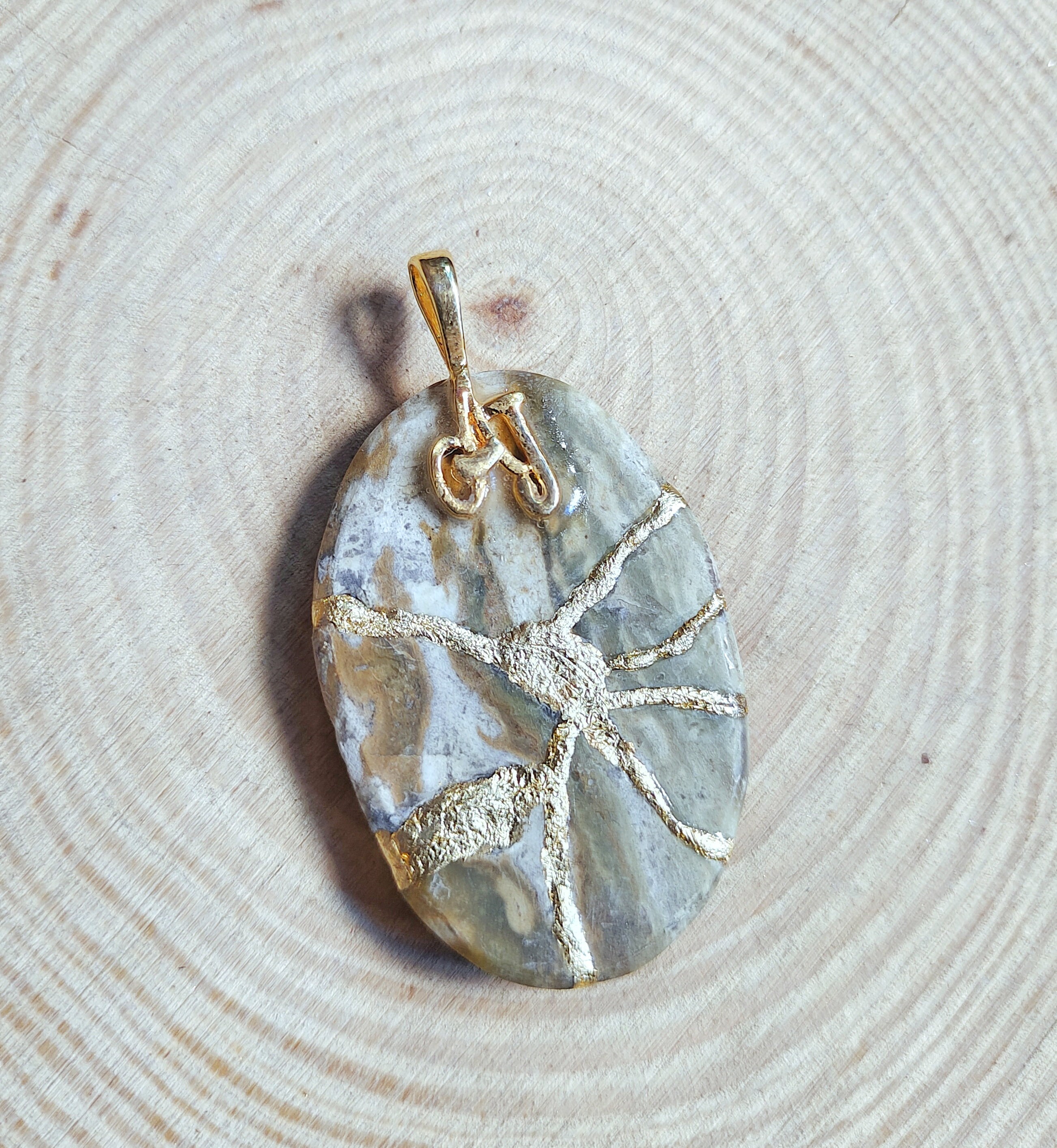 Kintsugi Kintsukuroicandy Jasper Gemstone Pendant Necklace - Etsy