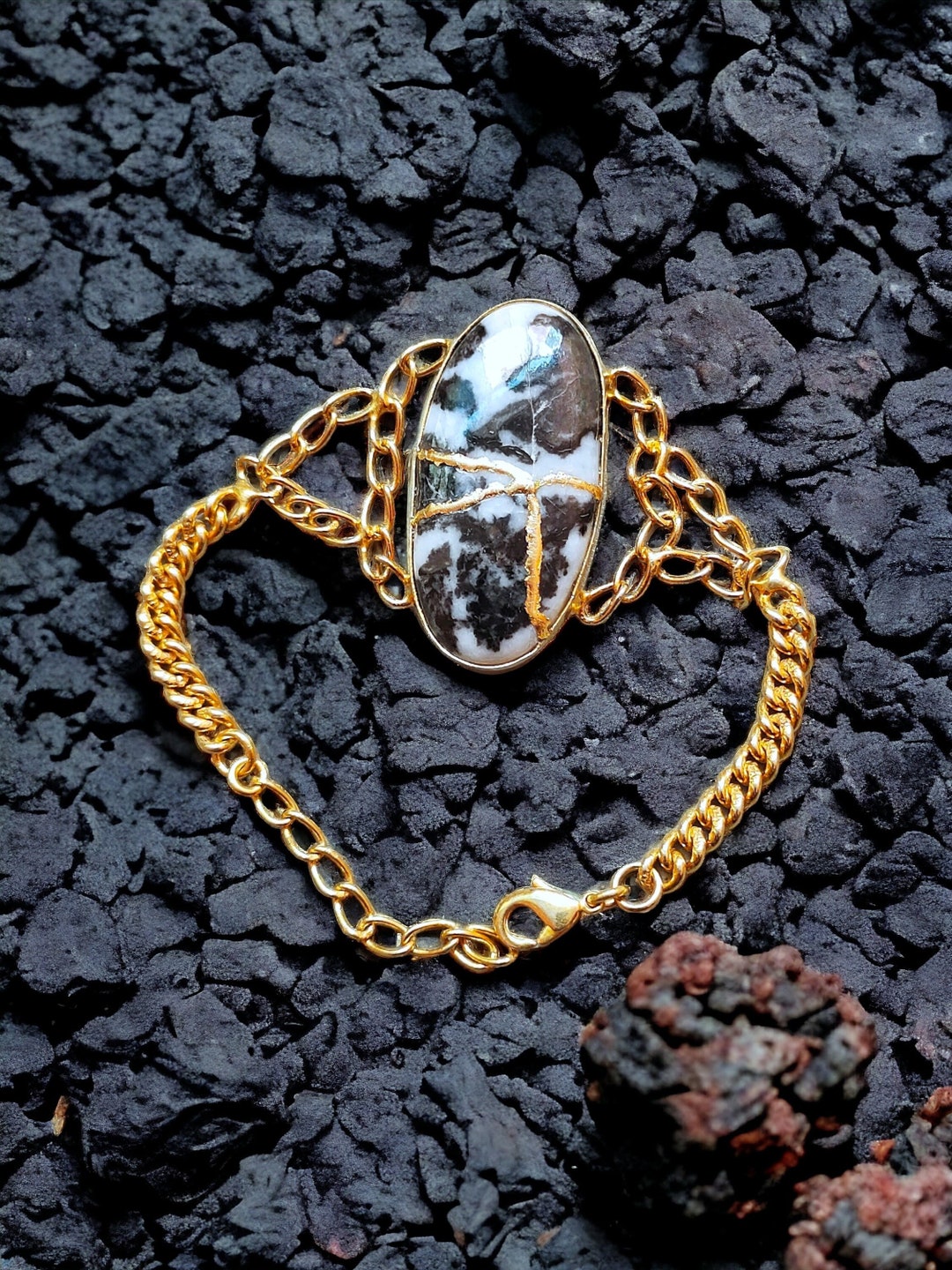 Zebra Jasper Kintsugi Bracelet,healing Bracelet,healing Gift,perfectly ...