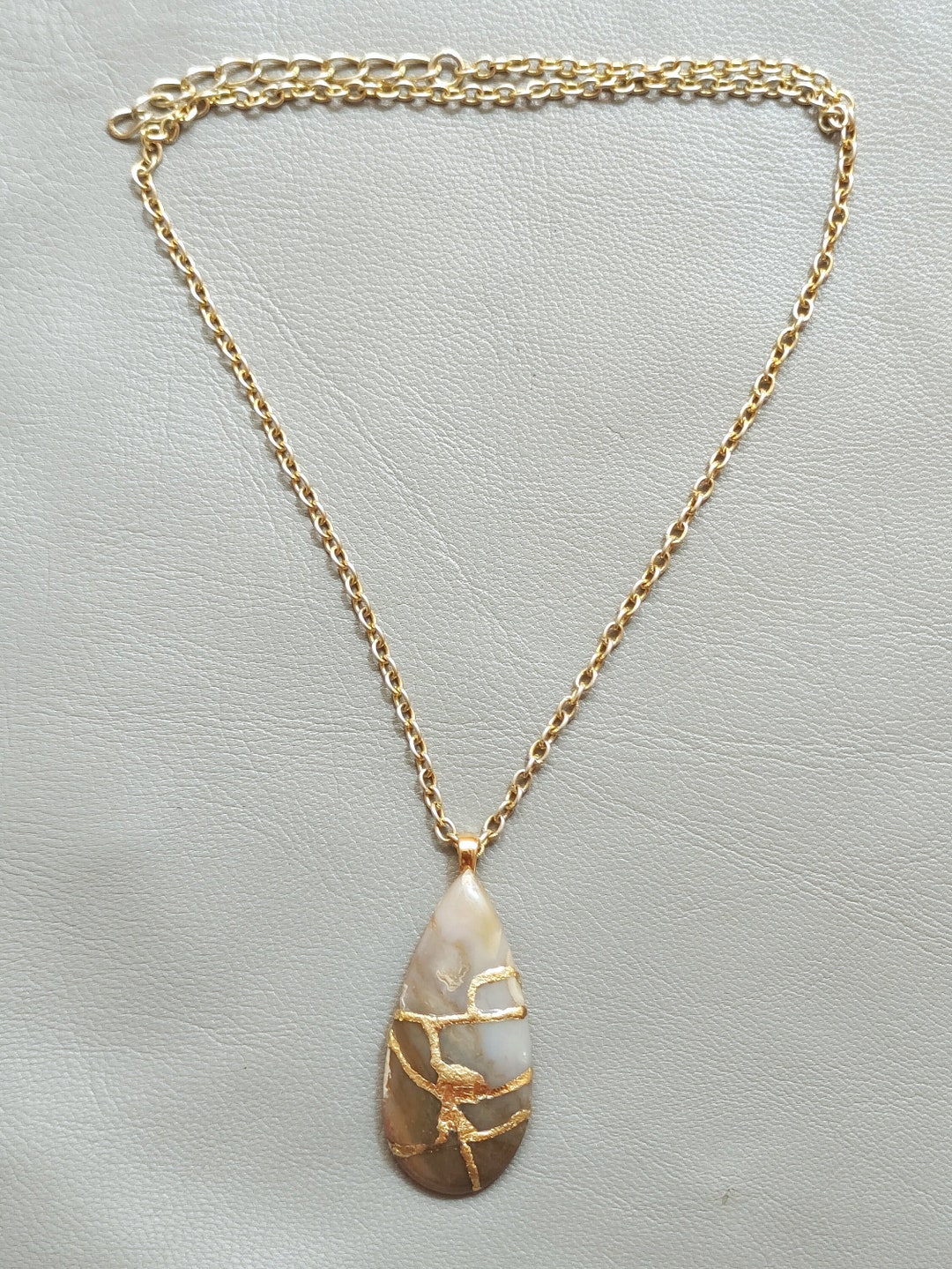 Kintsugi Kintsukuroi Montana Agate Stone Pendant Repaired With 22k Gold ...