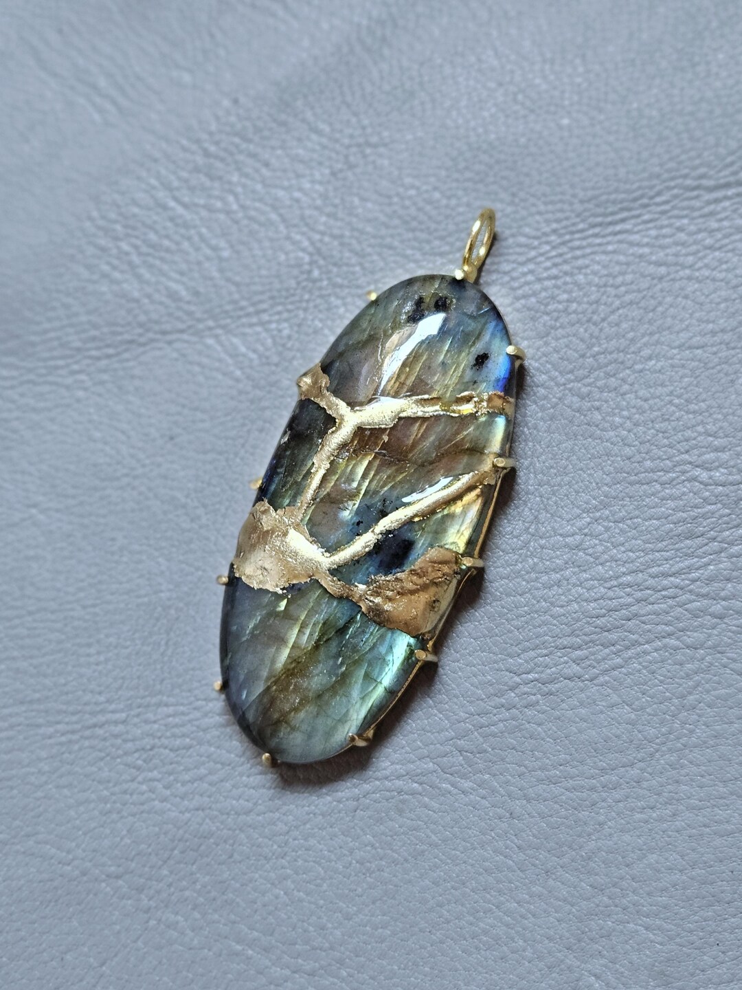 KINTSUGI NECKLACE JAPANESE Art Labradorite Necklace Heart Necklace ...