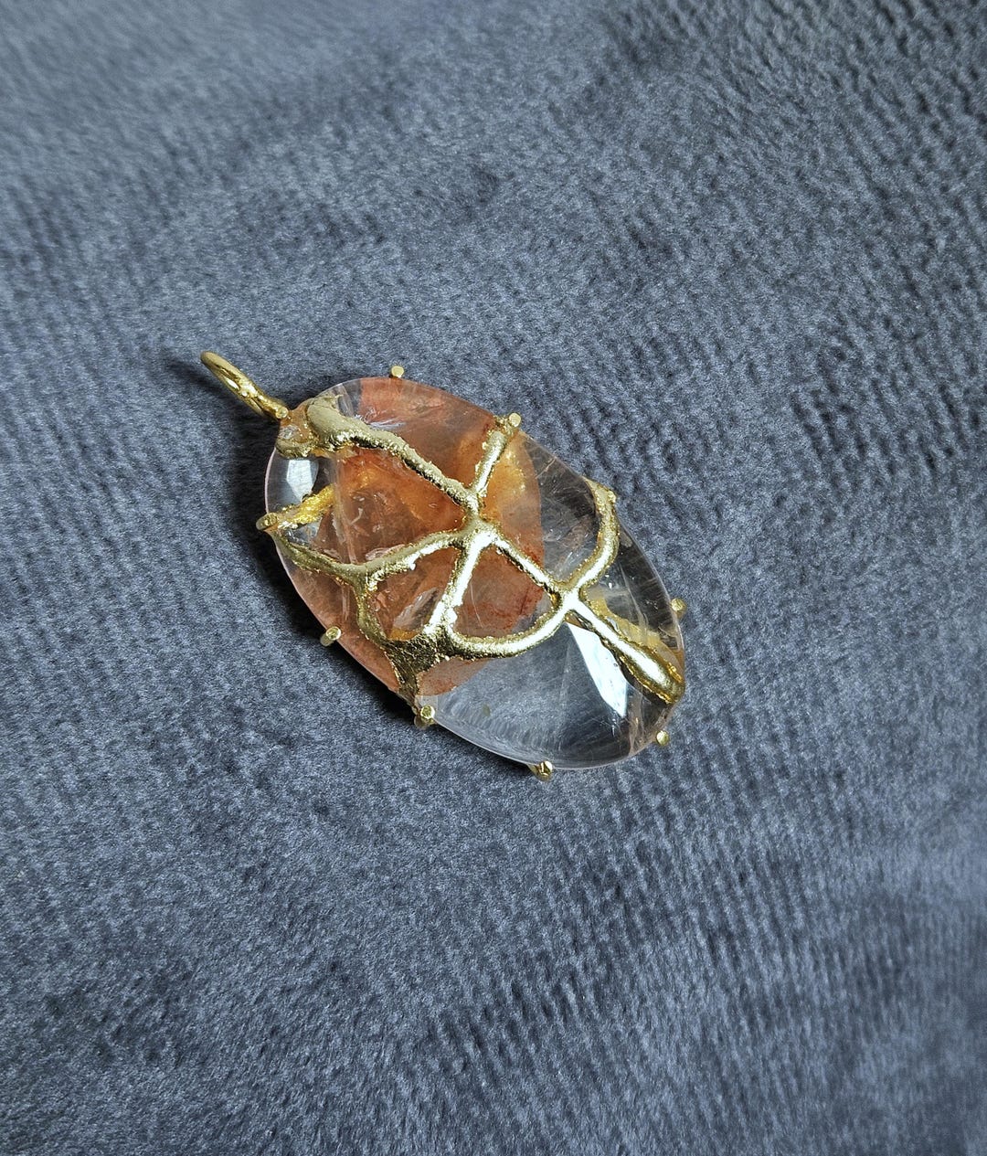 KINTSUGI NECKLACE Quartz JAPANESE Art Handmade Jewelry Heart Necklace ...