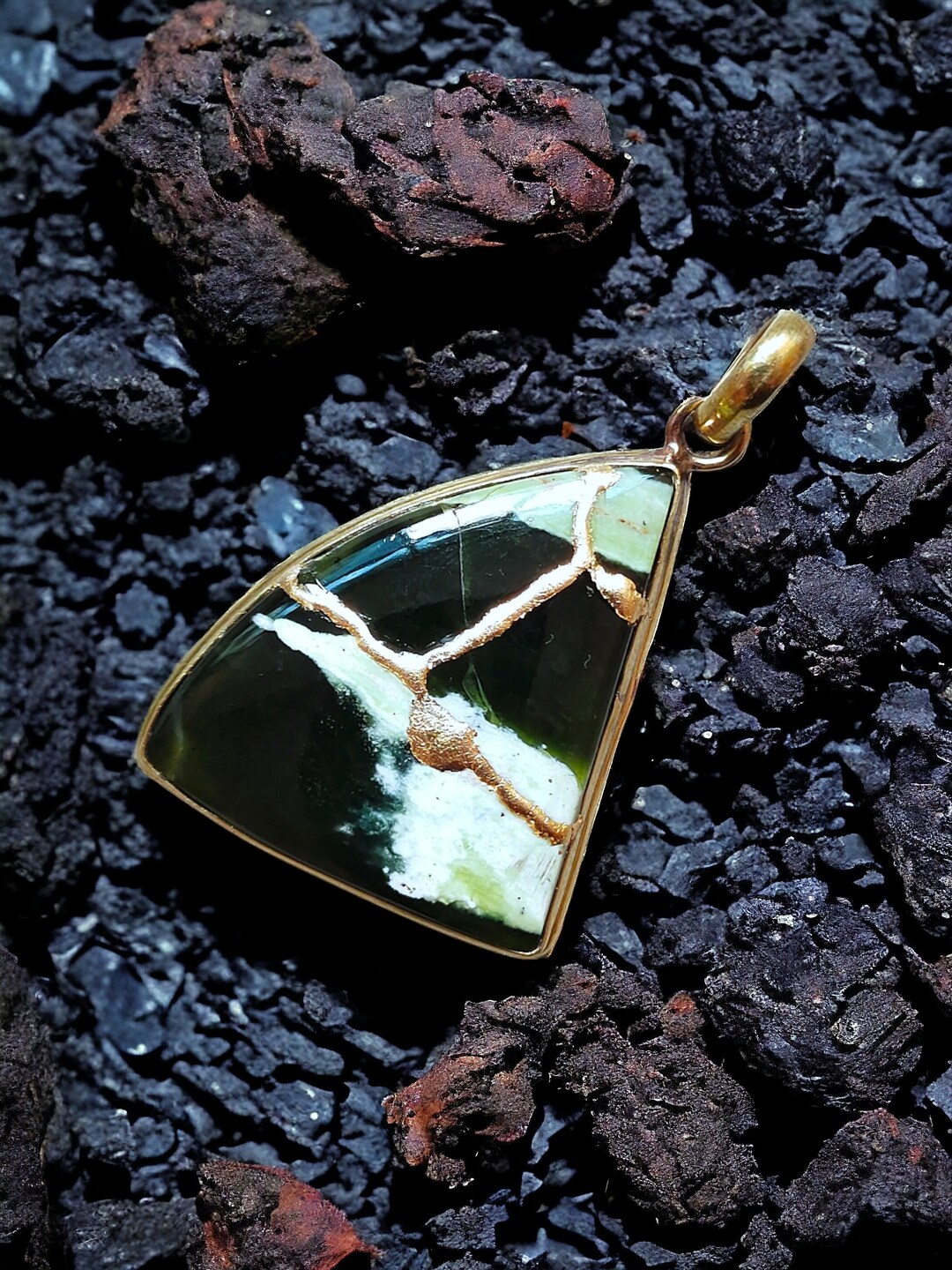 KINTSUGI NECKLACE GOLD Handmade Jewelry Art Japanese Statement Necklace ...