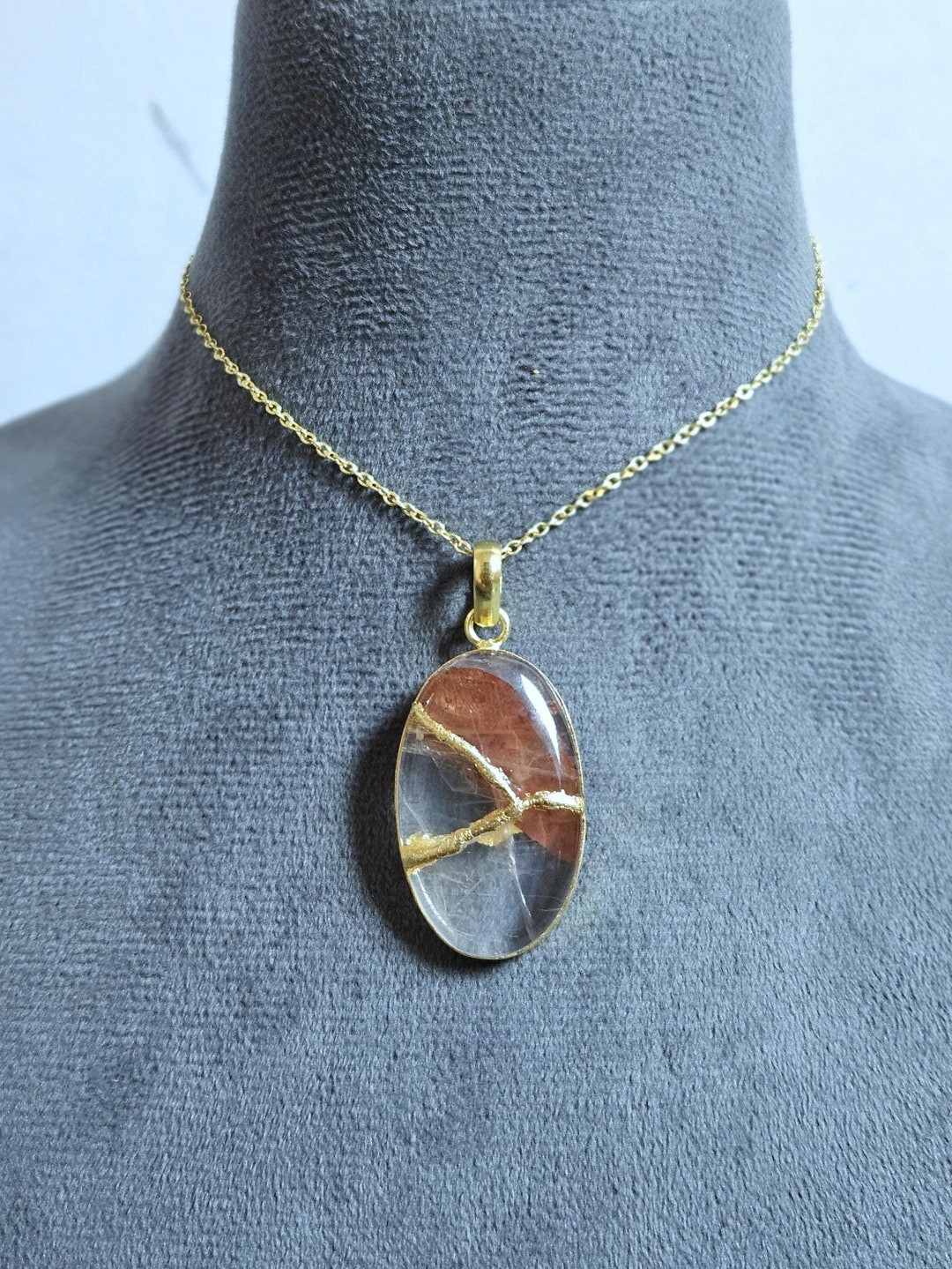 CRYSTAL NECKLACE KINTSUGI Art Japanese Jewelry Handmade Best Gift for ...