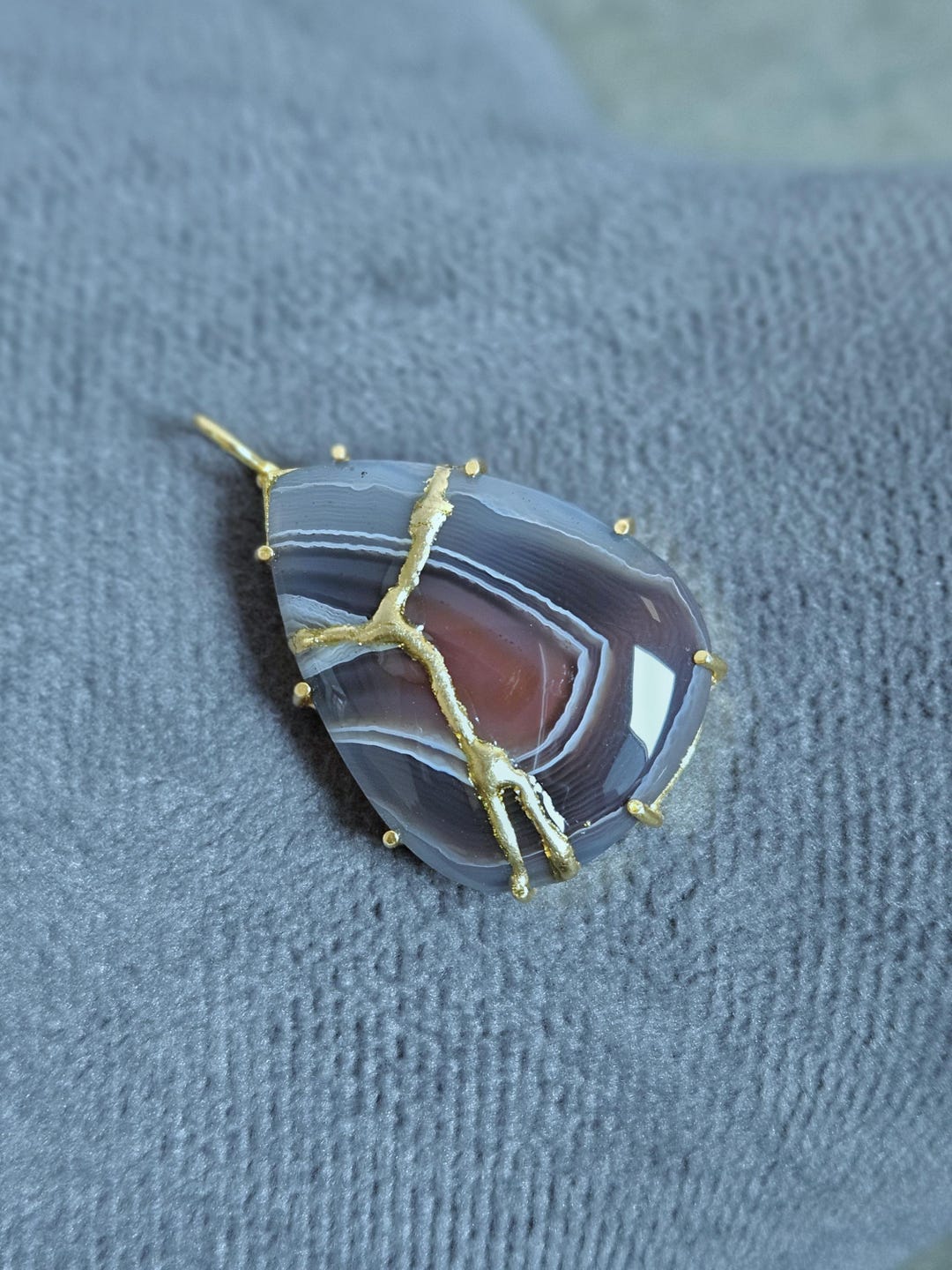 DAINTY NECKLACE KINTSUGI Agate Jewelry Handmade Japanese Art Wabi Sabi ...