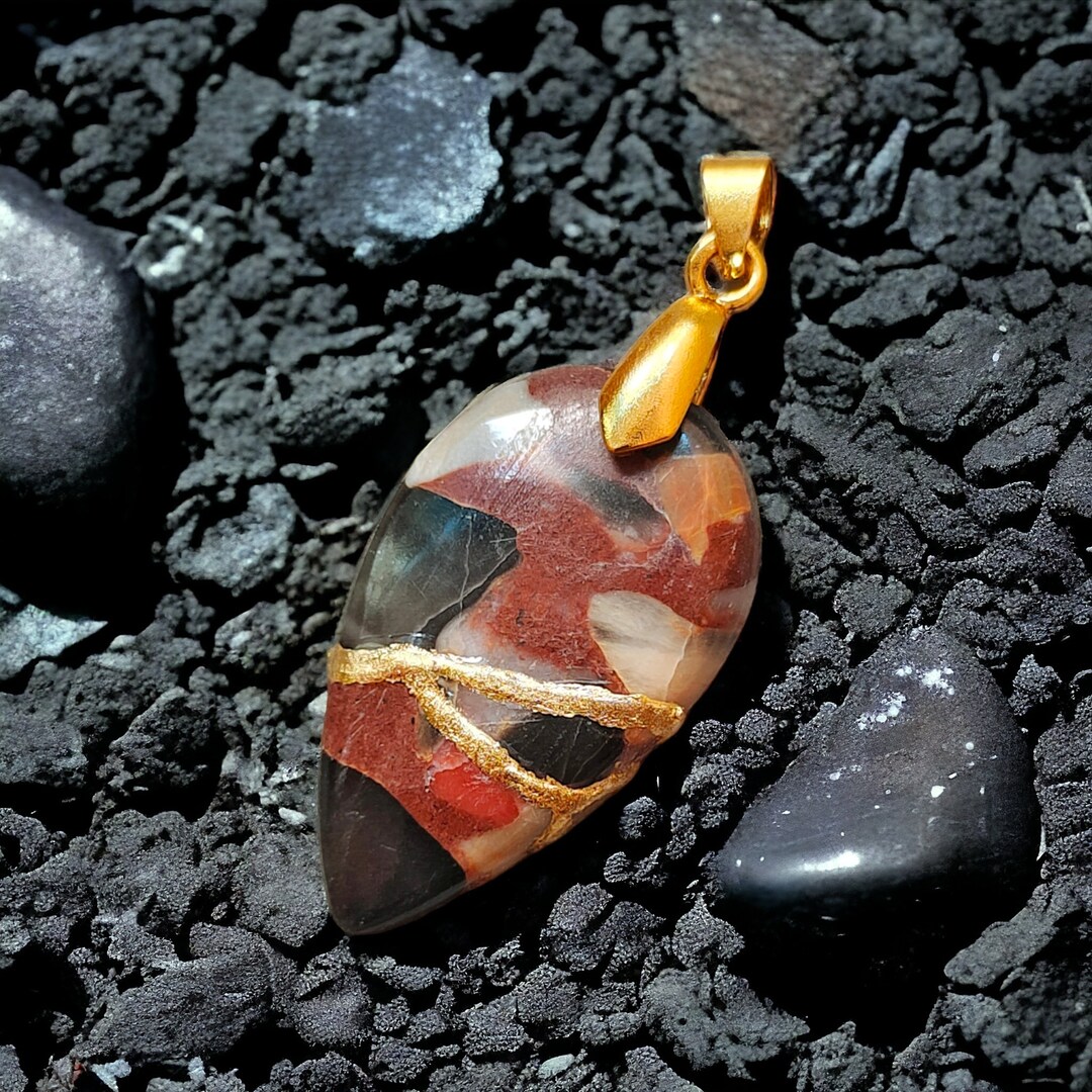 ENGRAVED NECKLACE KINTSUGI Art Deco Jewelry Handmade Necklace Unique ...