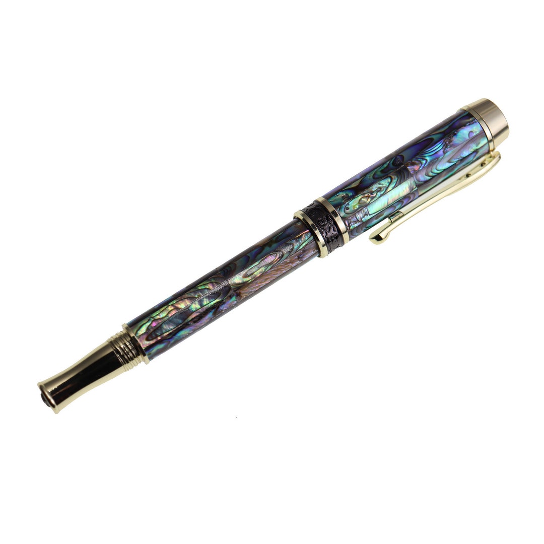 Natural New Zealand Abalone Shell Peacock Green Fountain Pen Handmade ...