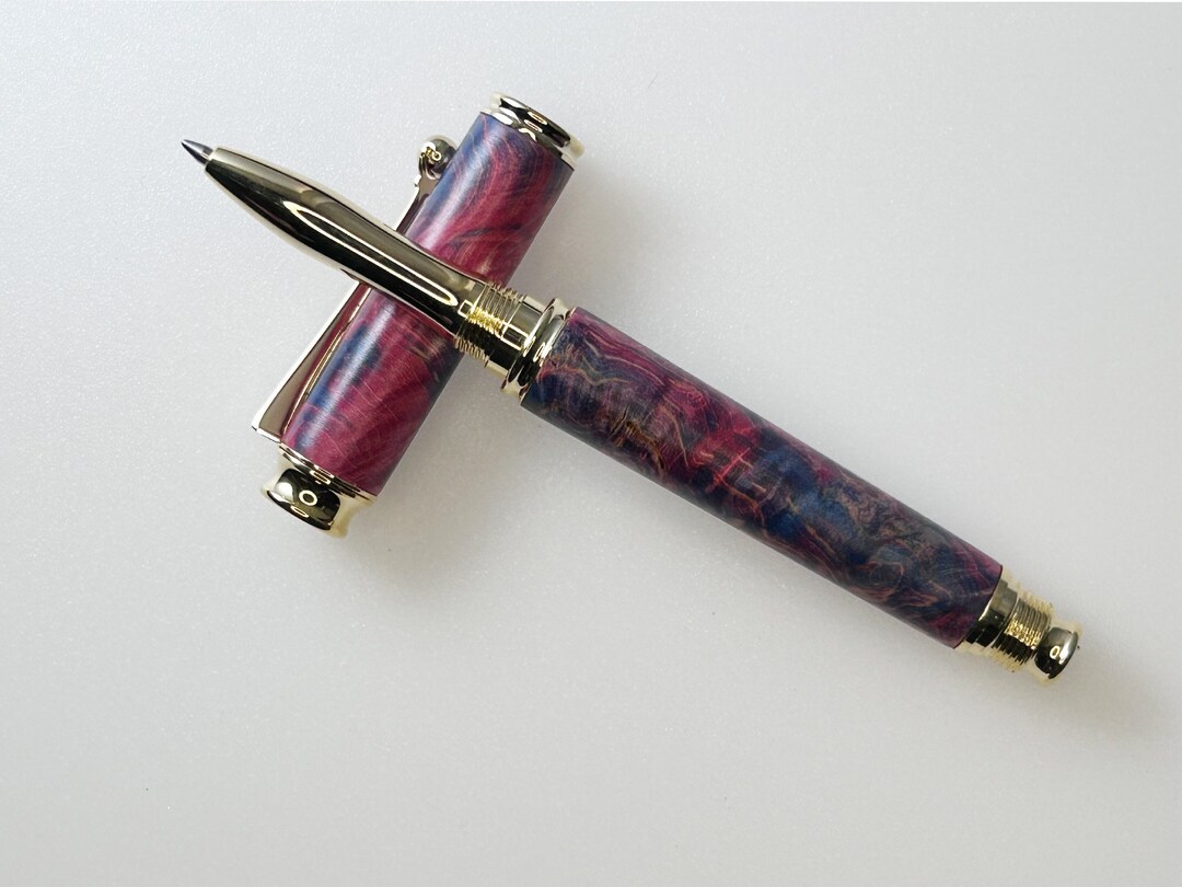 Maple Ballpoint Pen 18K Gold Finish Handmade Stable Colored Wooden Pens ...