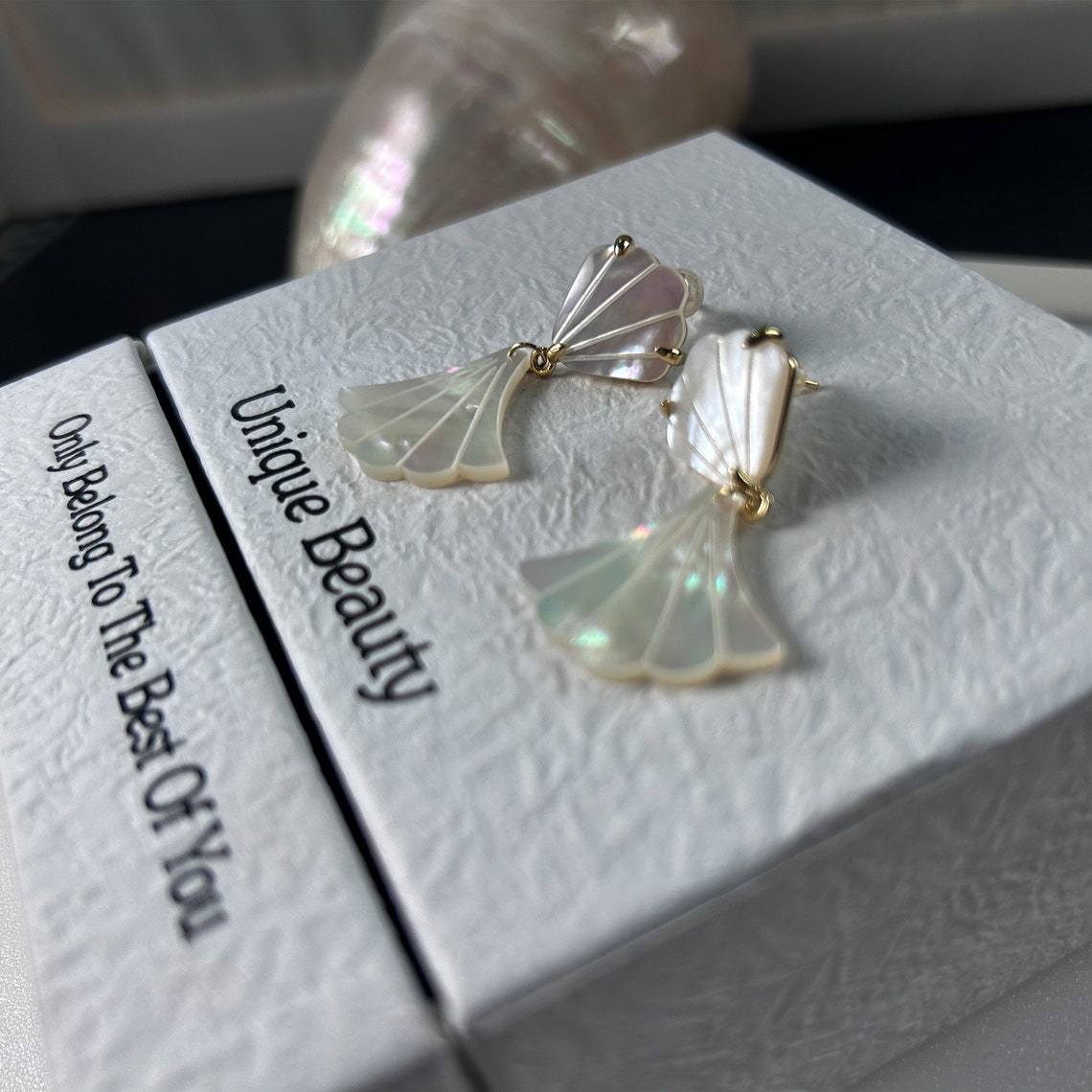 Mother of Pearl Drop Earrings, Wedding Earrings Bridesmaid, Sea Shell ...