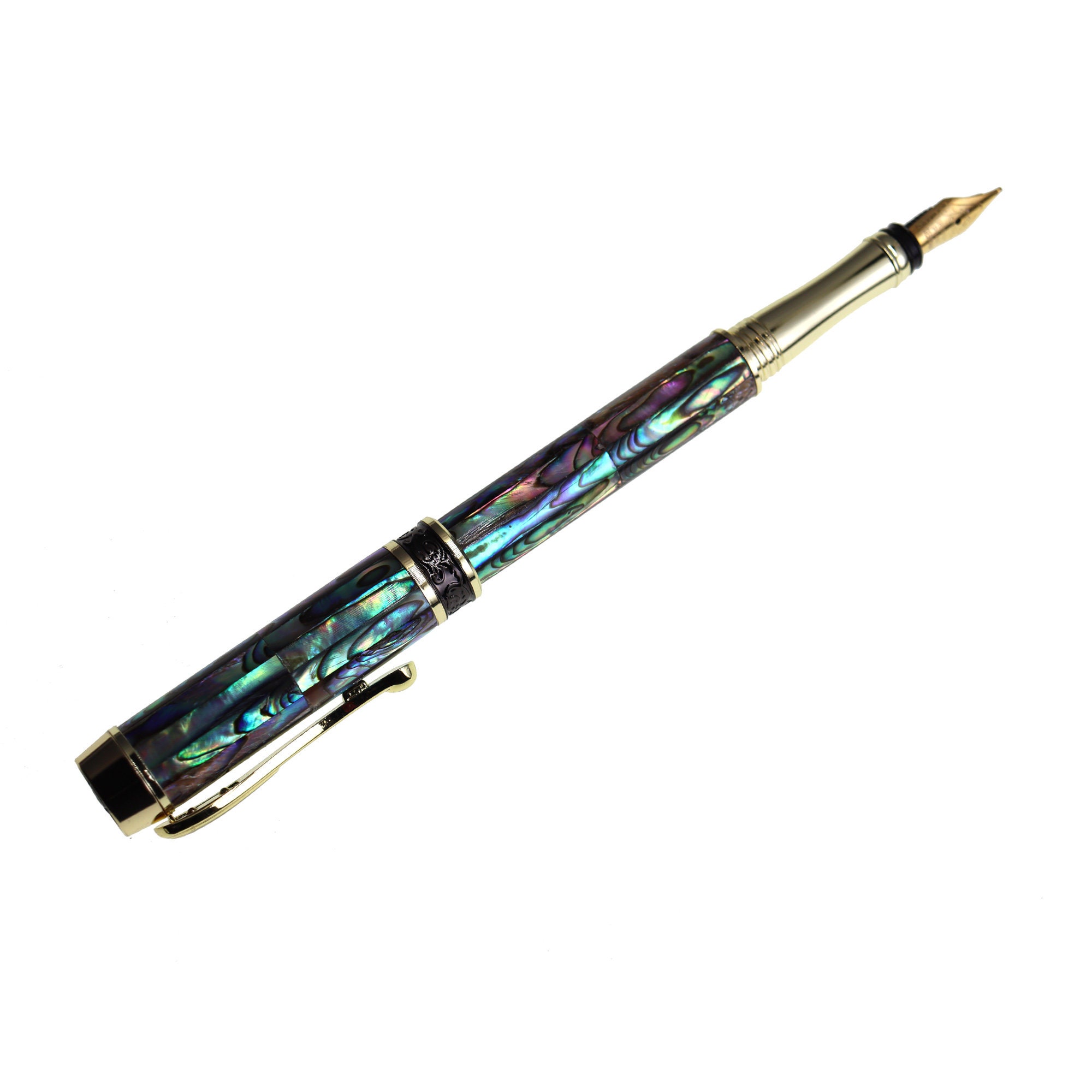 Natural New Zealand Abalone Shell Peacock Green Fountain Pen Handmade ...