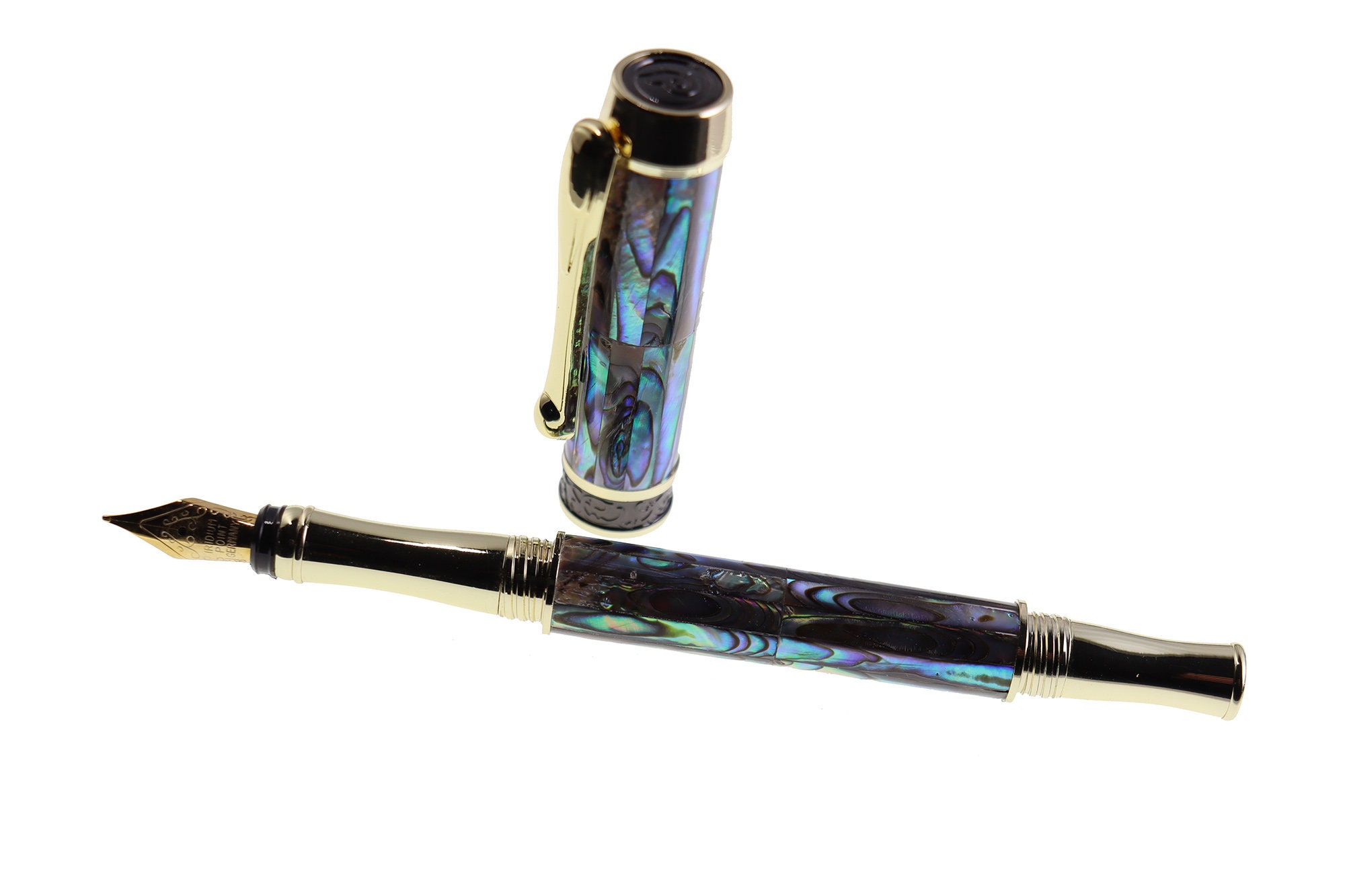 Natural New Zealand Abalone Shell Peacock Green Fountain Pen Handmade ...
