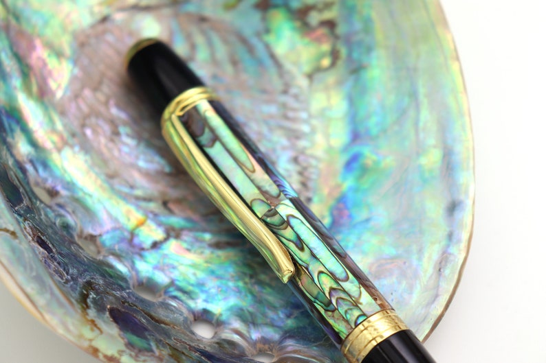 Natural Handmade Abalone Sea Shell Rollerball Pen, Mother of Pearl ...