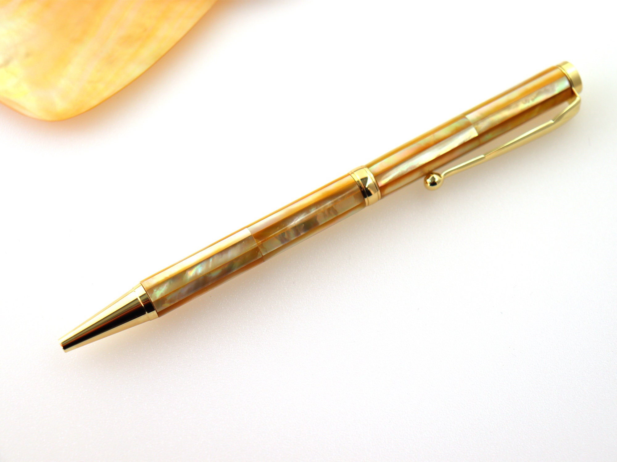 Mother of Pearl Shell Ballpoint Pen, Seashell Rollerball Pen, Natural ...