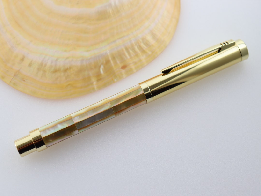 Gold Mother-of-pearl Handmade Fountain Ball Pen, Shell Ballpoint Pen ...