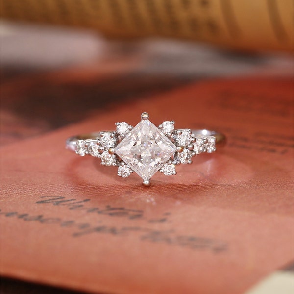 Rotated Princess Cut Engagement Ring - Etsy