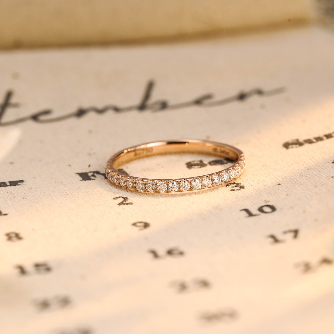 Buy 2.2mm Round Half-eternity Matching Band, Paved Round Cut Moissanite ...