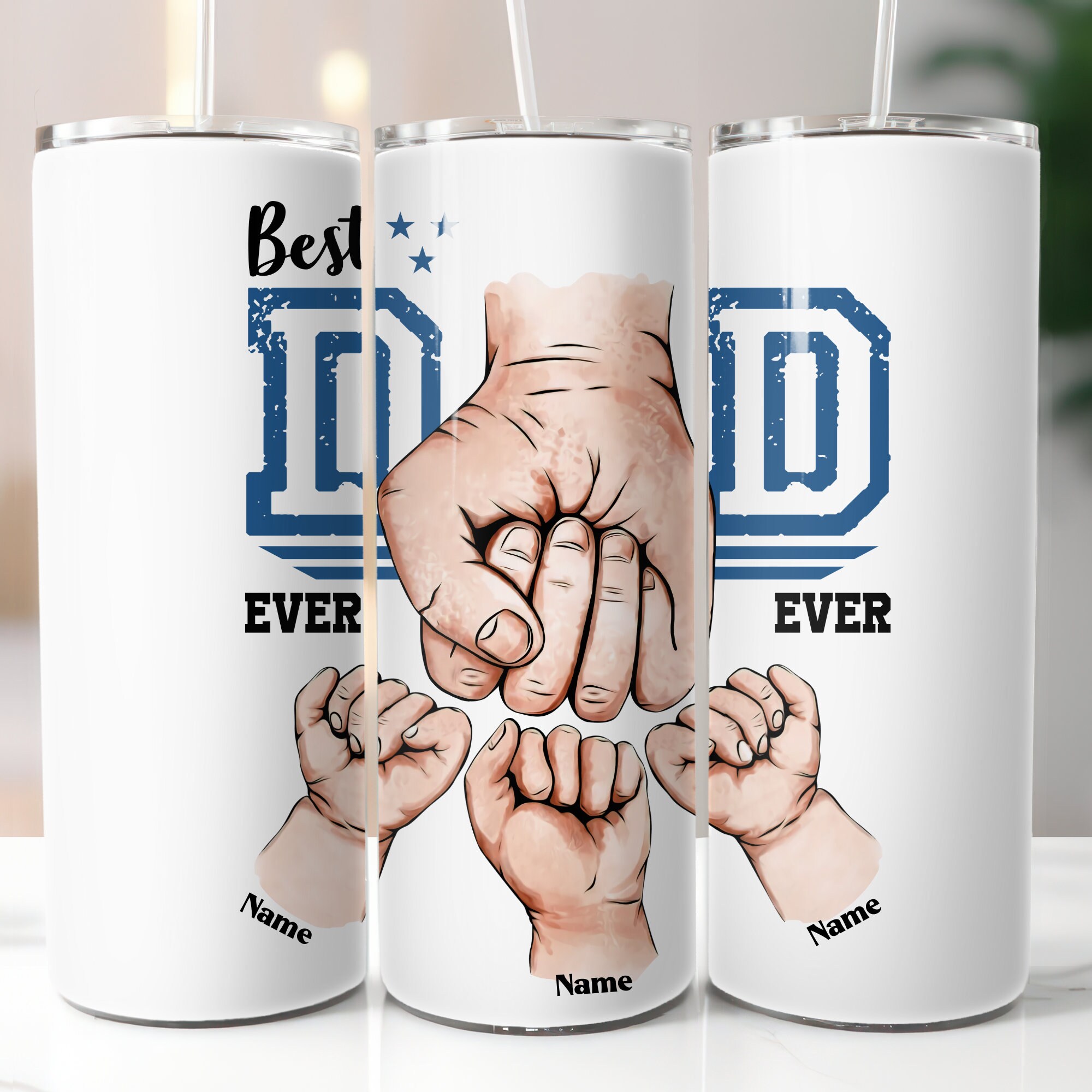 Father's Day Personalized Kids Names Best Dad Ever 20oz Skinny Tumbler ...