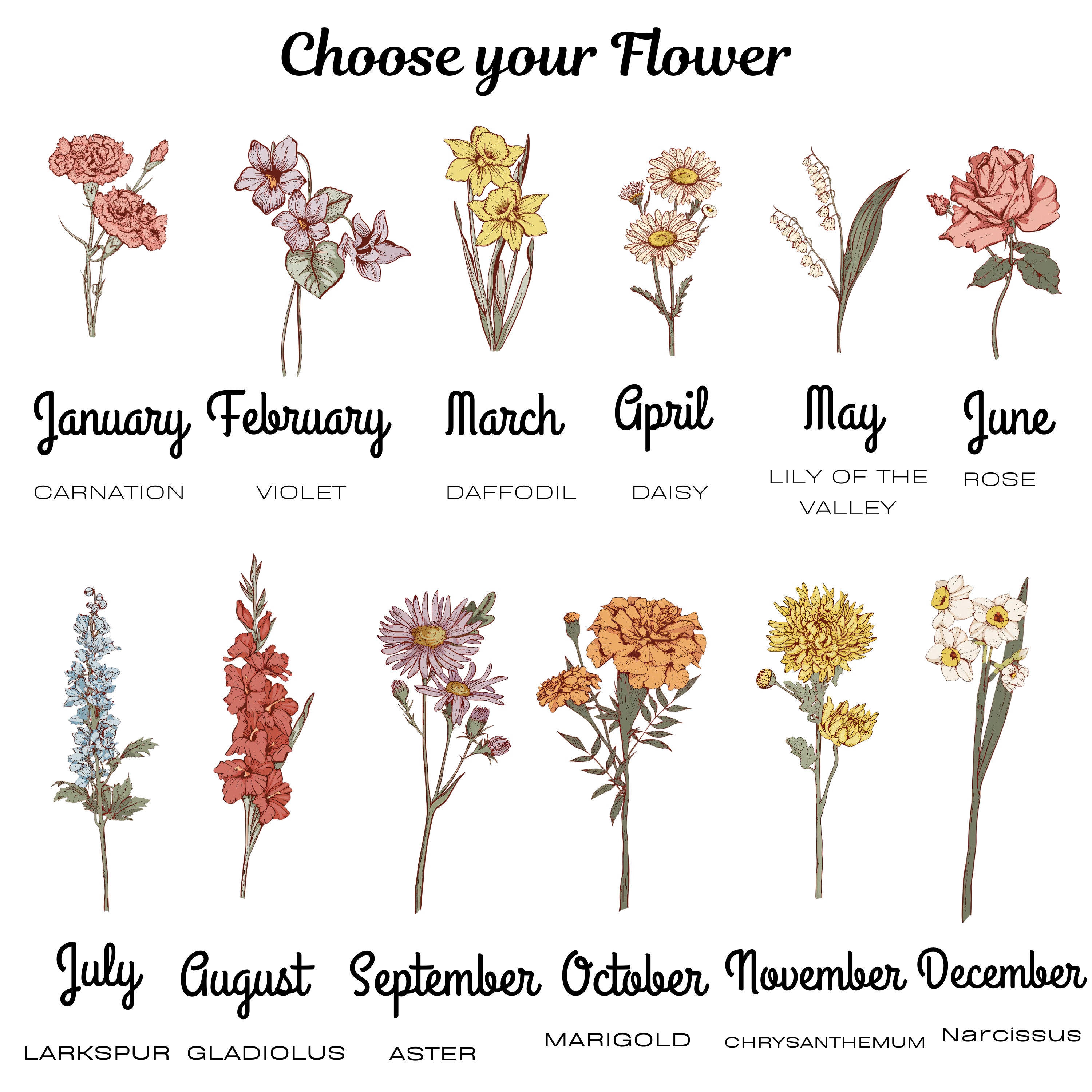 Personalized Birth Flower Skinny Tumbler With Name-colorful Birth ...