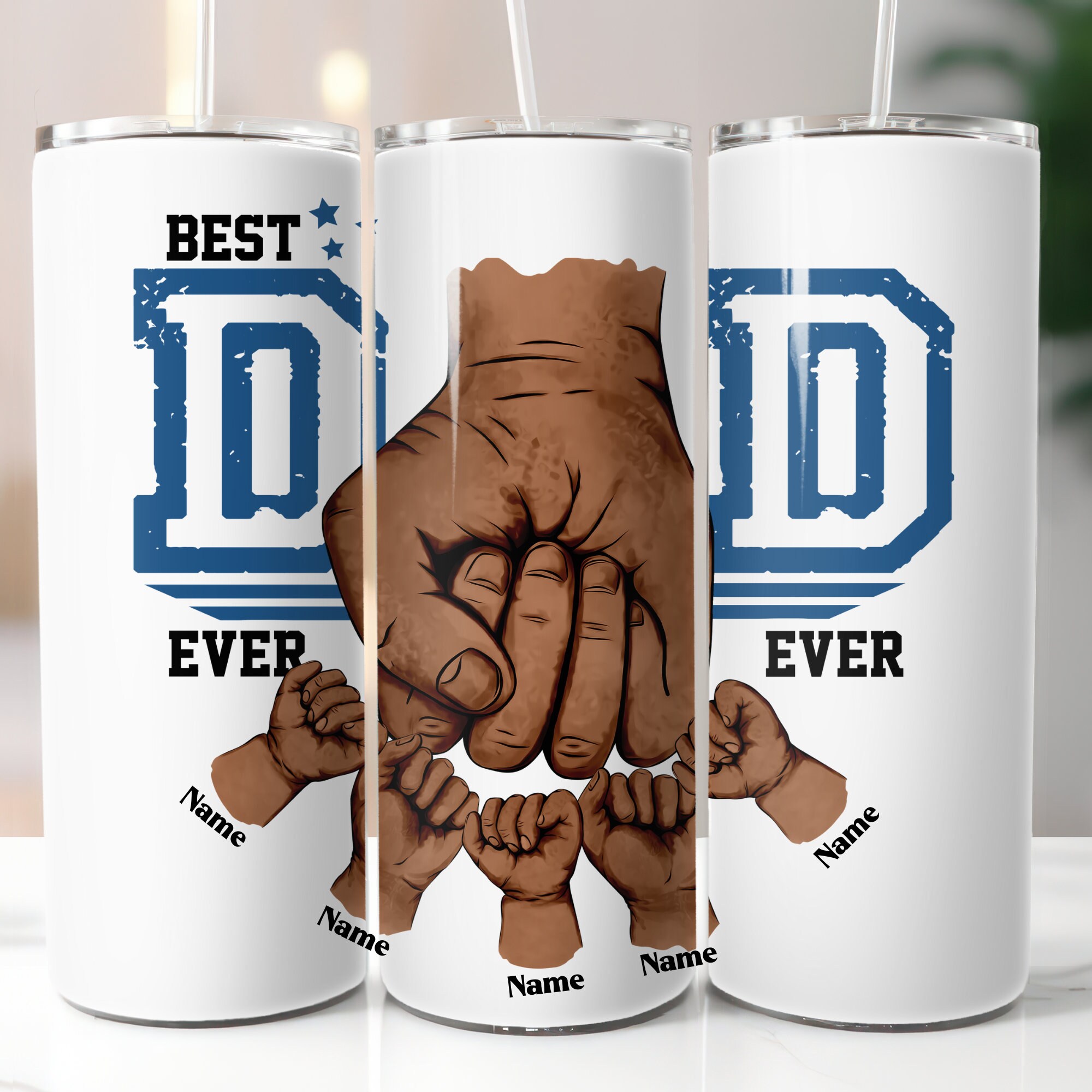 Father's Day Personalized Kids Names Best Dad Ever 20oz Skinny Tumbler ...
