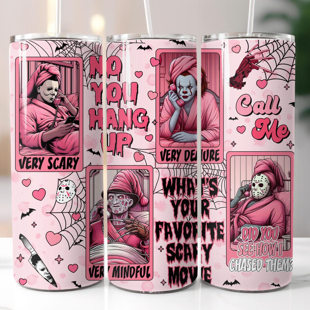 Pink Valentines Horror Friends Valentines Halloween Tumbler Spooky ...